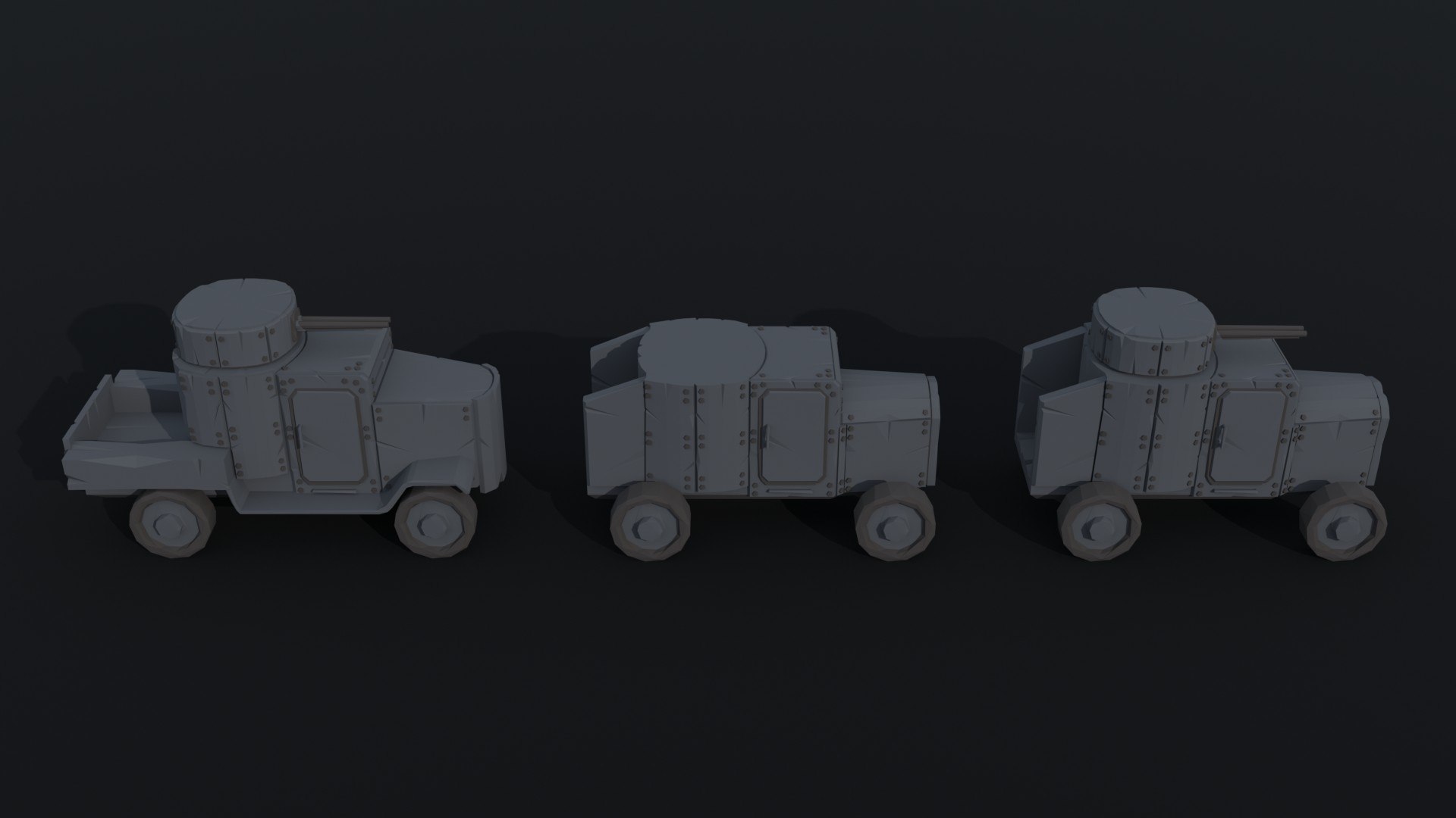 Low-poly Dieselpunk Cartoon Armored Car Kit 3D Model - TurboSquid 1909199