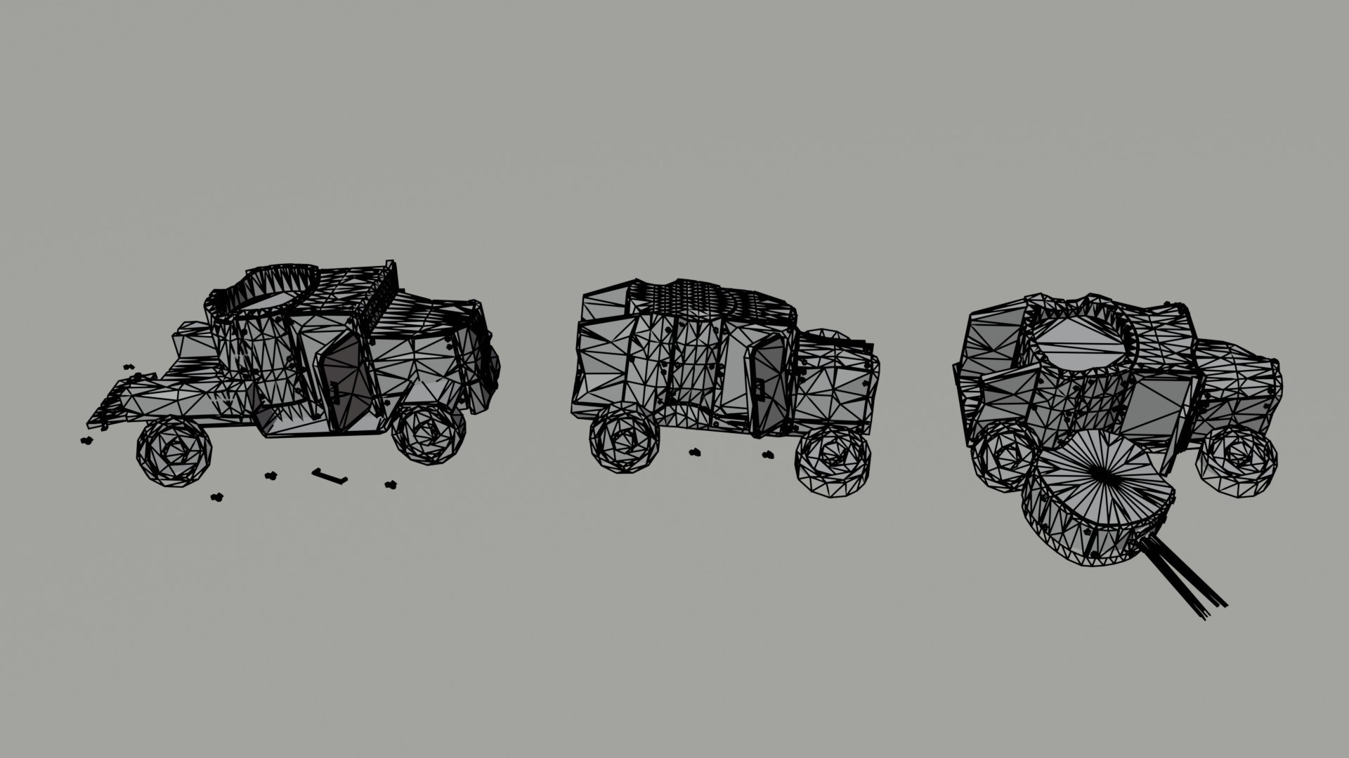 Low-poly Dieselpunk Cartoon Armored Car Kit 3D Model - TurboSquid 1909199