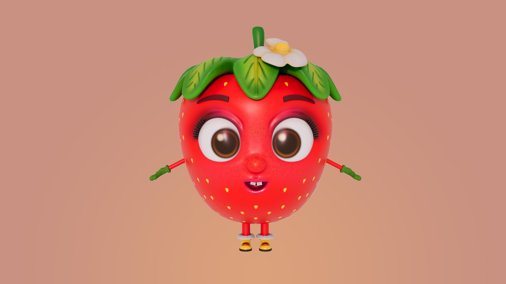 Strawberry Cartoon 3D Model - TurboSquid 1957959