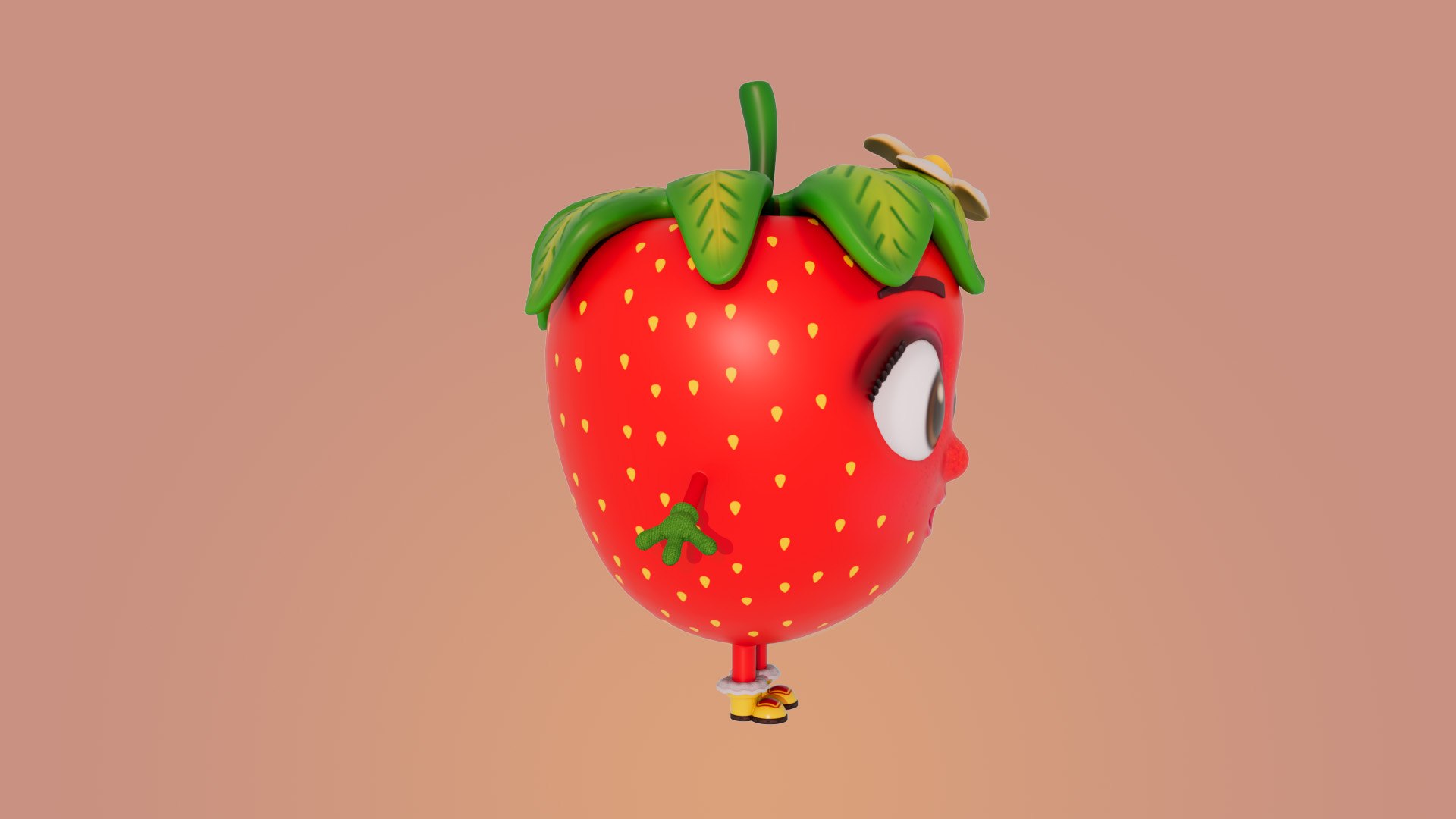 Strawberry Cartoon 3D Model - TurboSquid 1957959