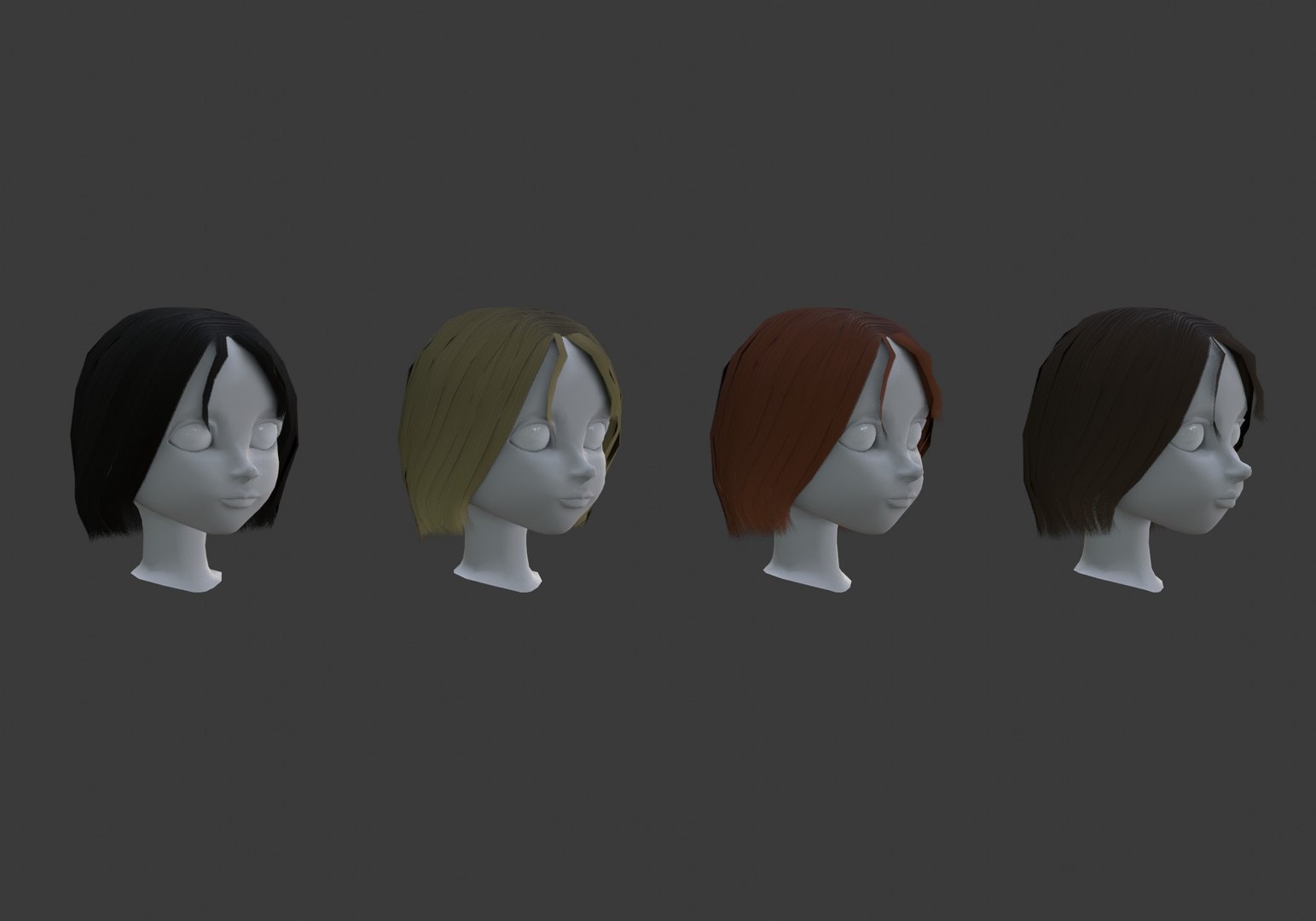3D Model Low Poly Hairstyle In 4 Colors - TurboSquid 1899386