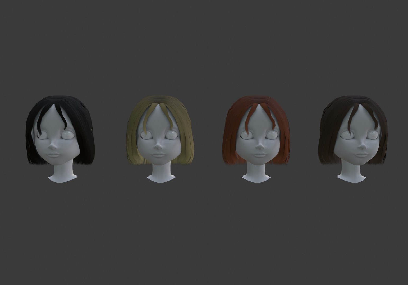 3D Model Low Poly Hairstyle In 4 Colors - TurboSquid 1899386