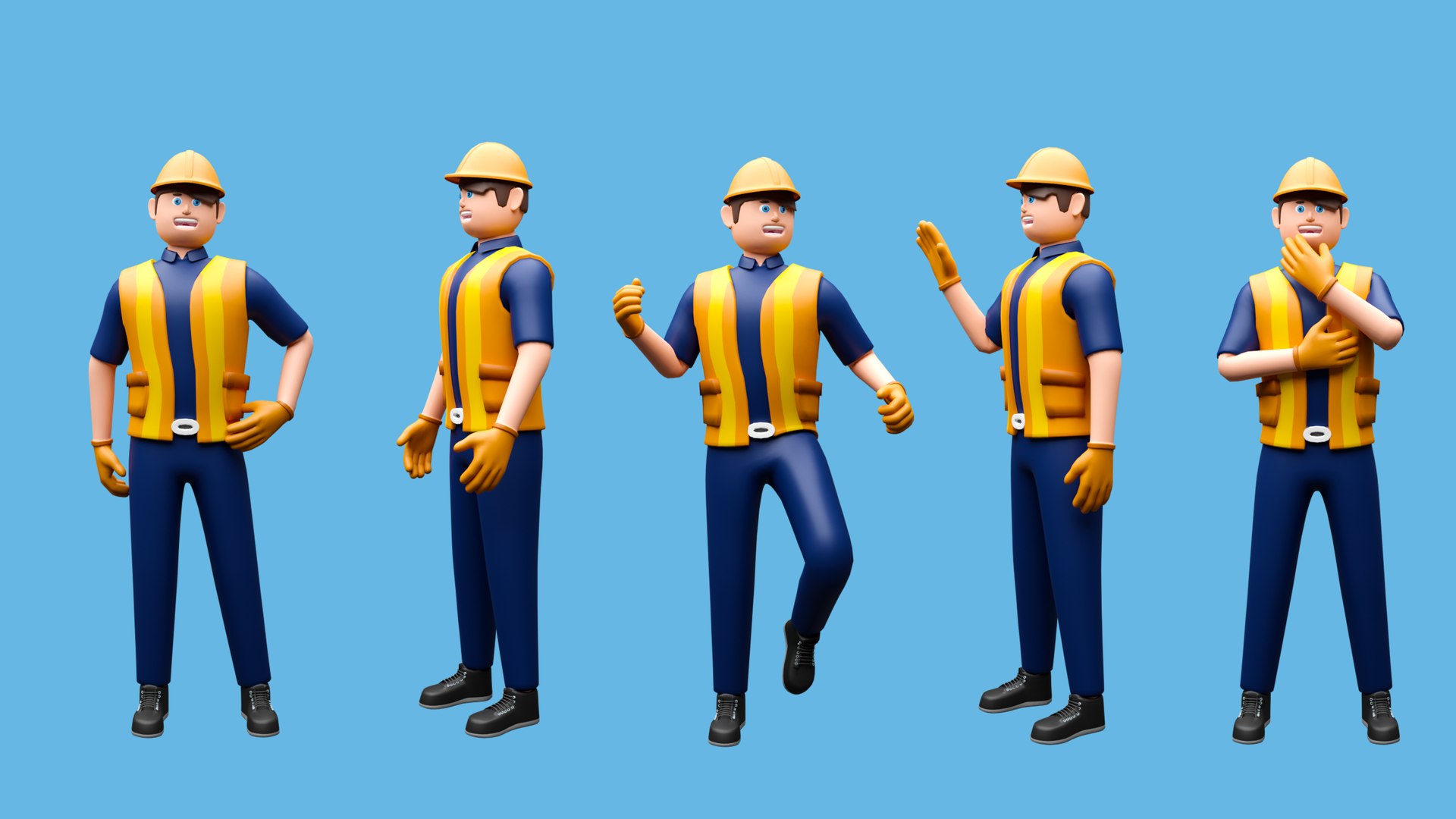 3D Cartoon Characters 3 Professions - TurboSquid 1970964