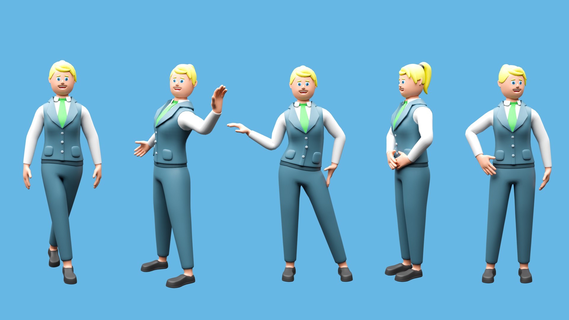 3D Cartoon Characters 3 Professions - TurboSquid 1970964