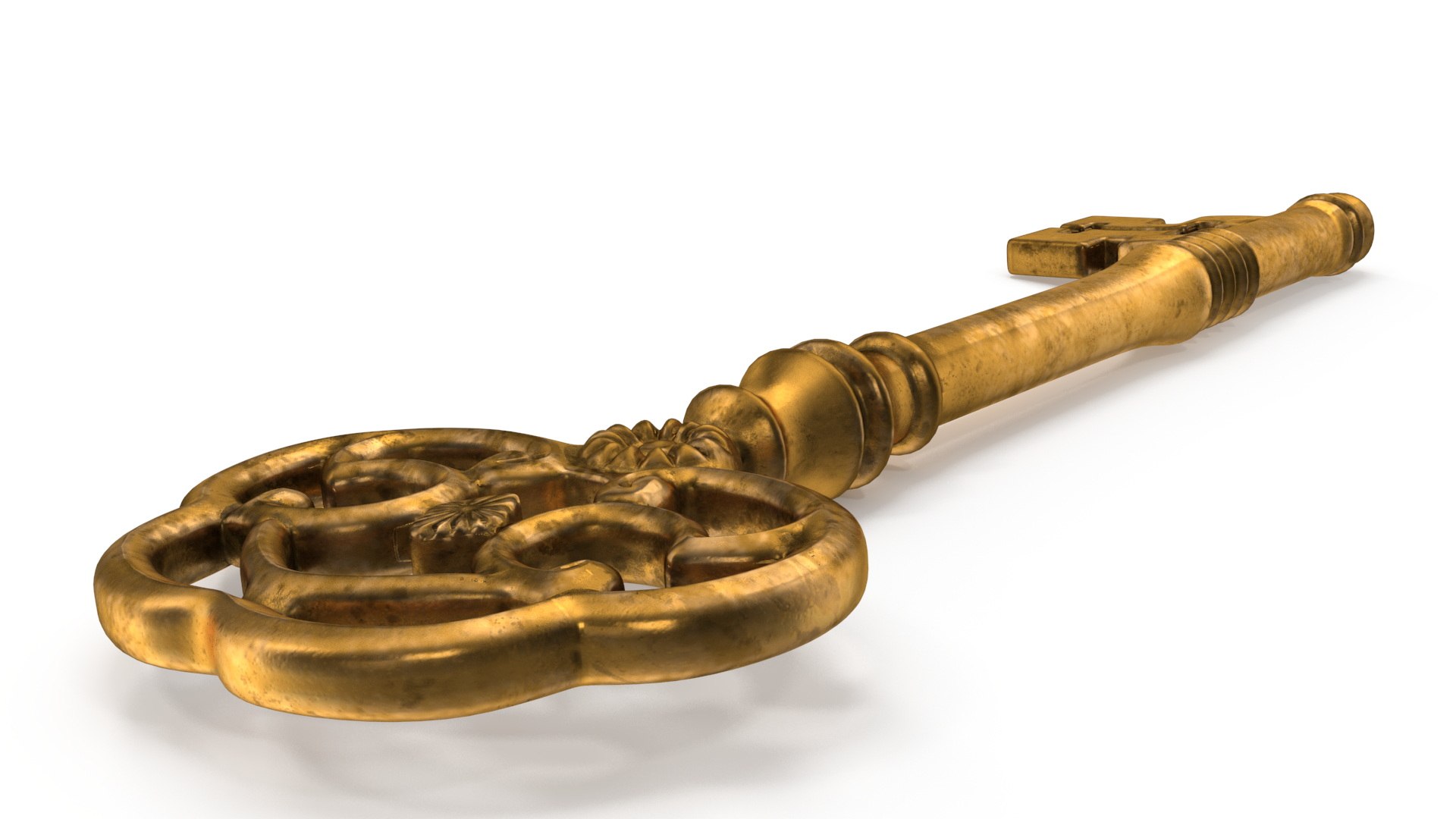 3D Antique Ornate Skeleton Key Gold - TurboSquid 2243587