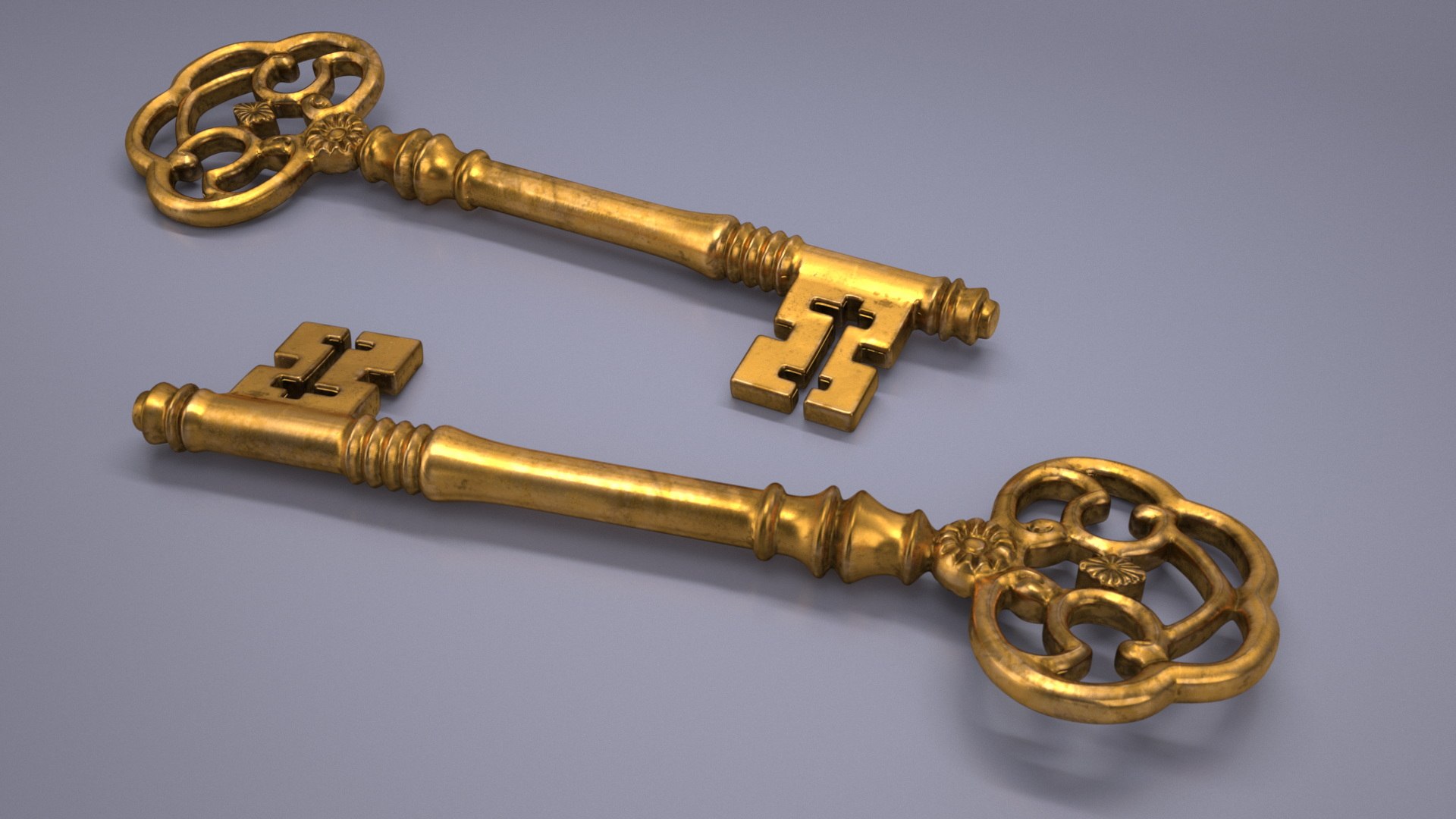 3D Antique Ornate Skeleton Key Gold - TurboSquid 2243587