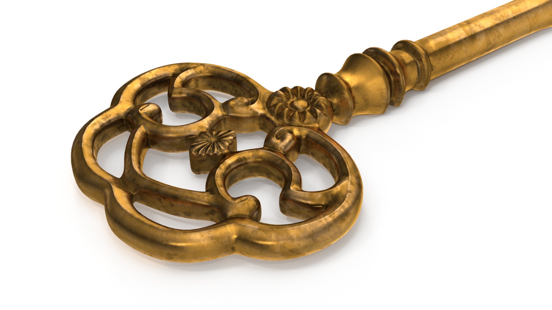 3D Antique Ornate Skeleton Key Gold - TurboSquid 2243587