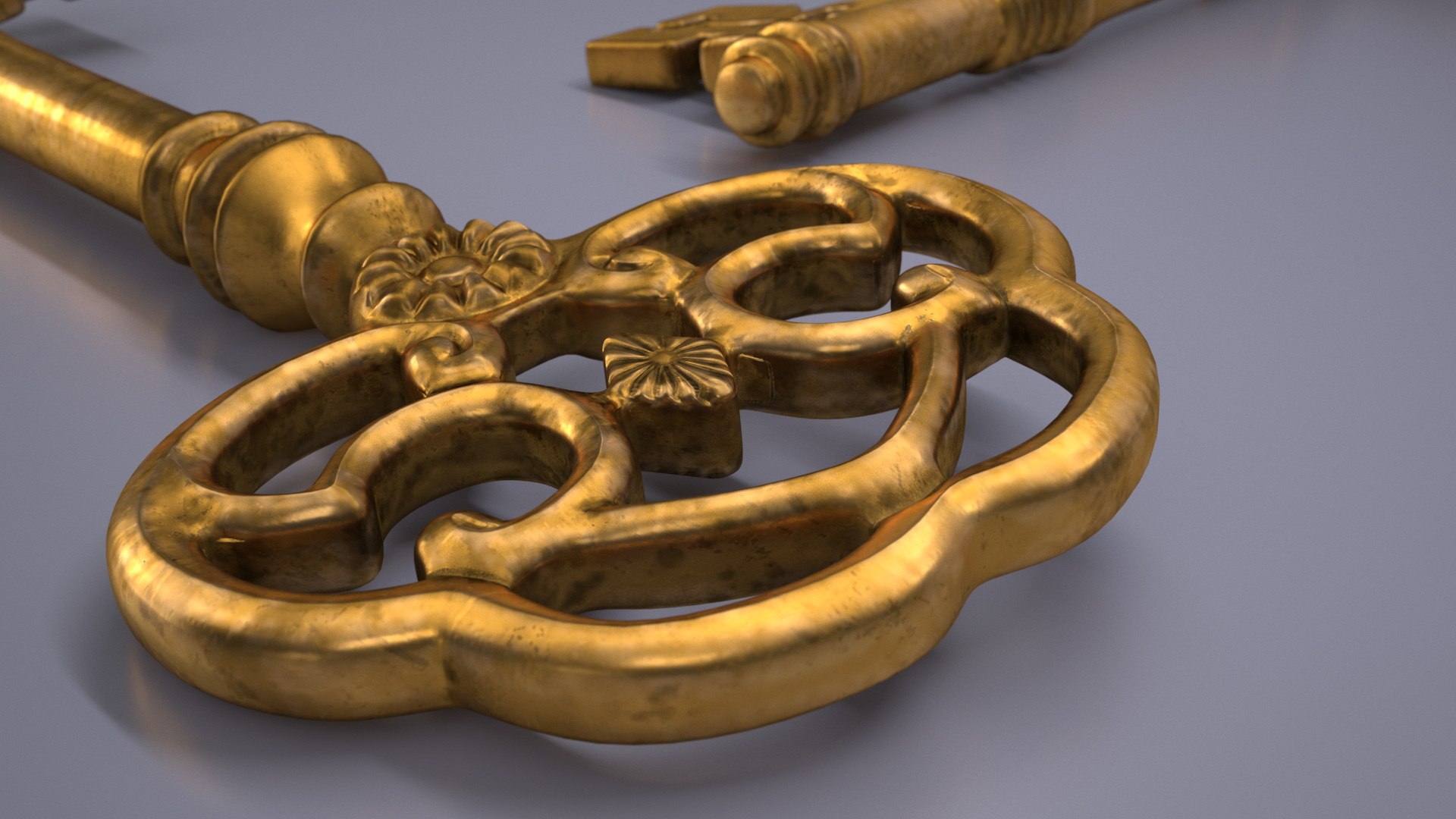 3D Antique Ornate Skeleton Key Gold - TurboSquid 2243587