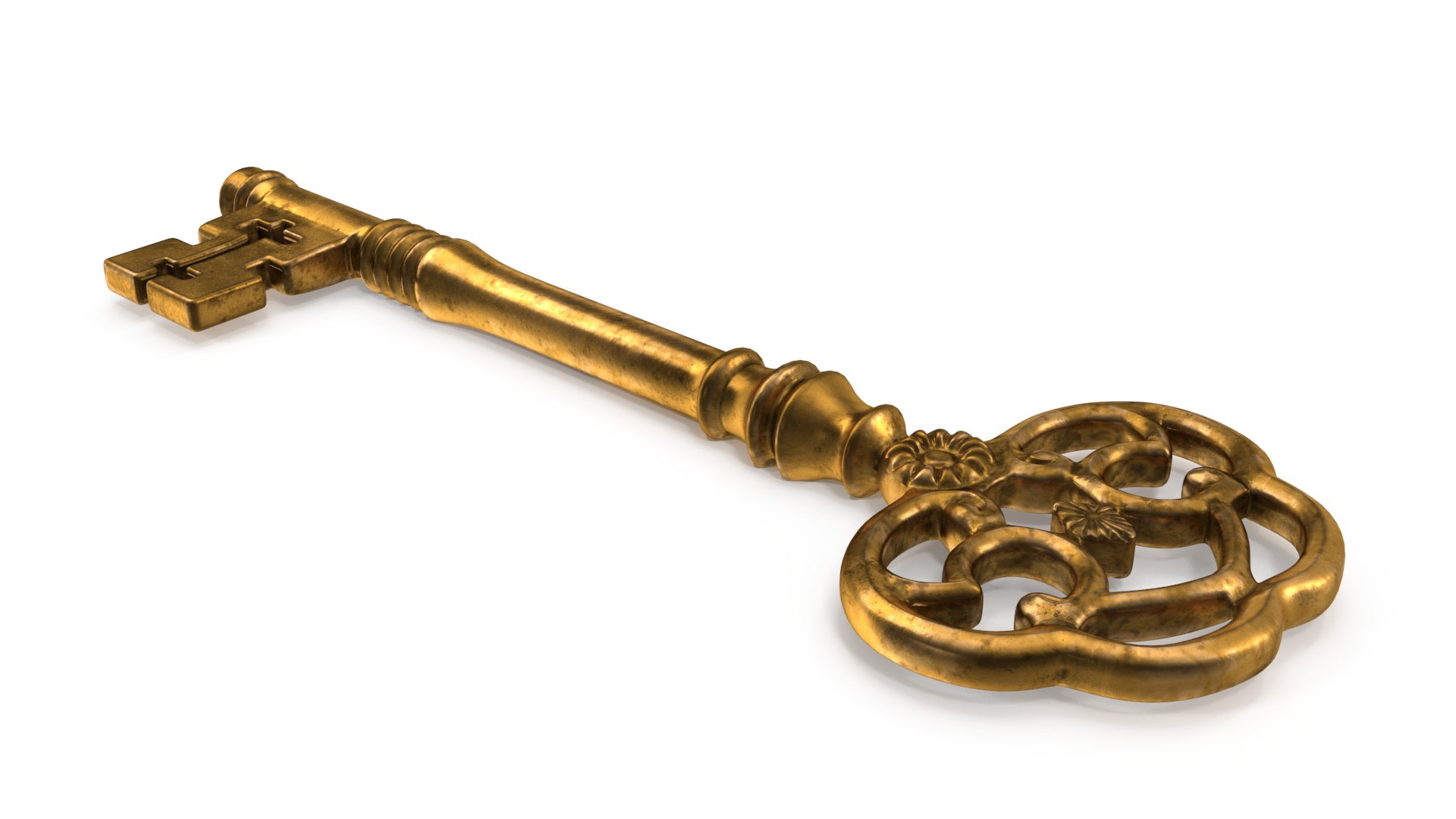 3D Antique Ornate Skeleton Key Gold - TurboSquid 2243587