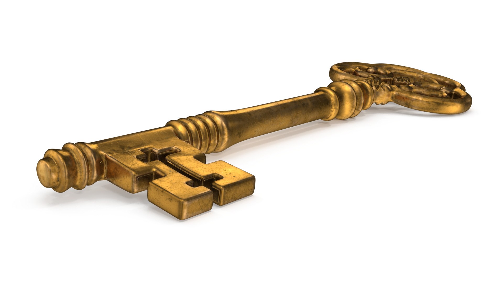 3D Antique Ornate Skeleton Key Gold - TurboSquid 2243587