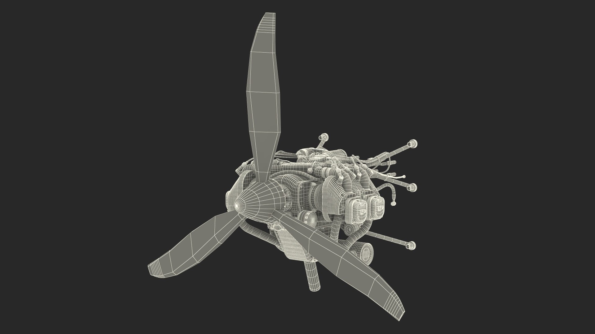 3D Model Aircraft Engine With Propeller - TurboSquid 2270547