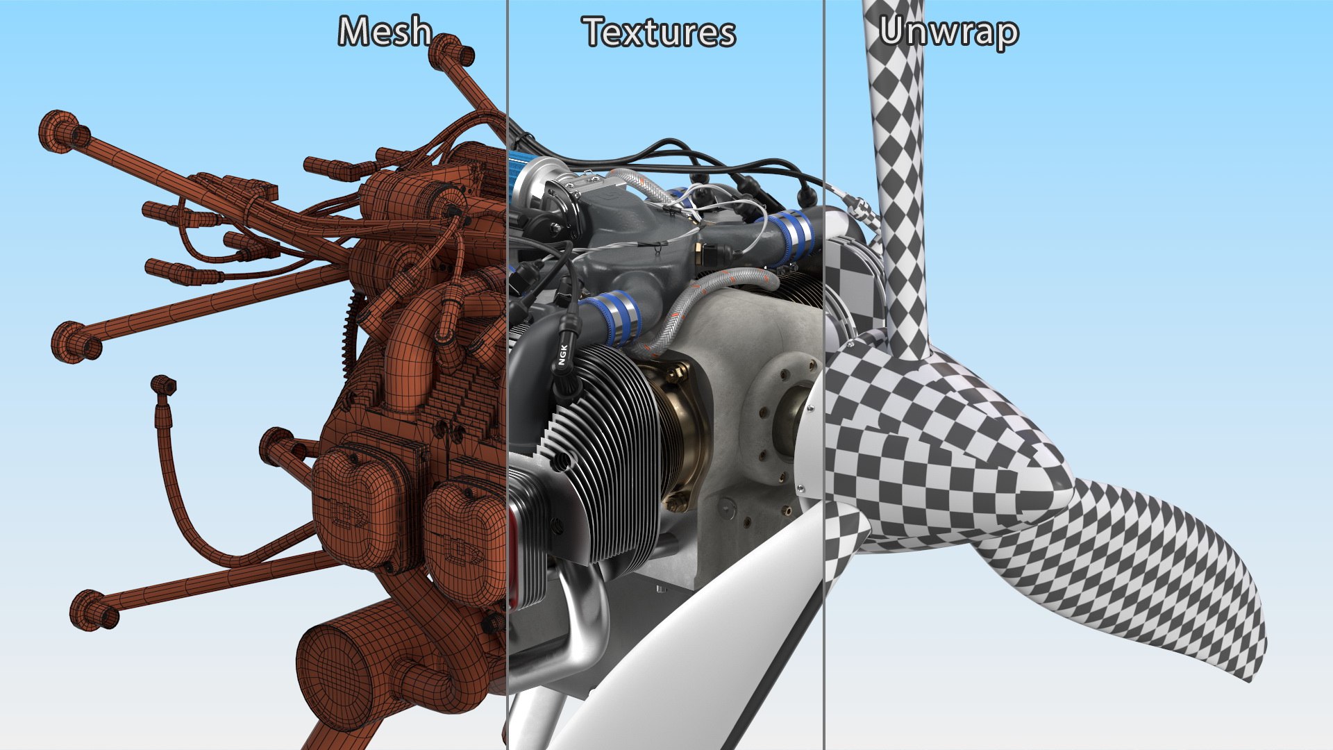 3D Model Aircraft Engine With Propeller - TurboSquid 2270547