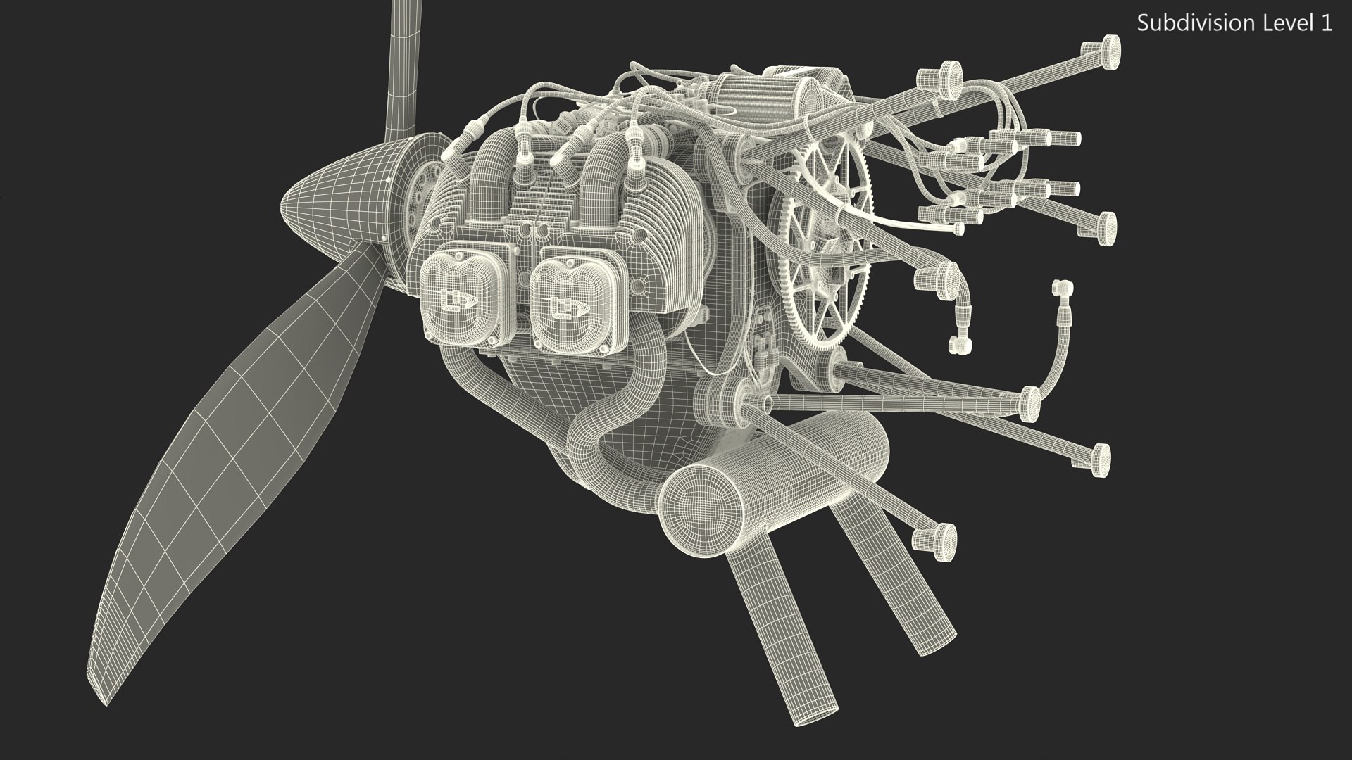 3D Model Aircraft Engine With Propeller - TurboSquid 2270547