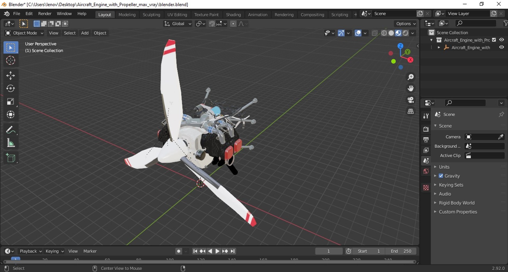 3D Model Aircraft Engine With Propeller - TurboSquid 2270547