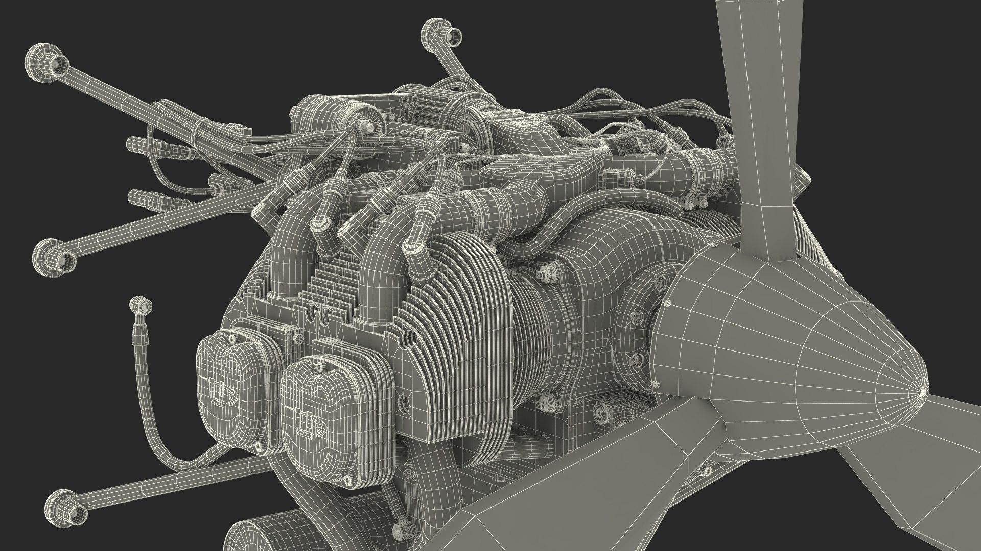 3D Model Aircraft Engine With Propeller - TurboSquid 2270547