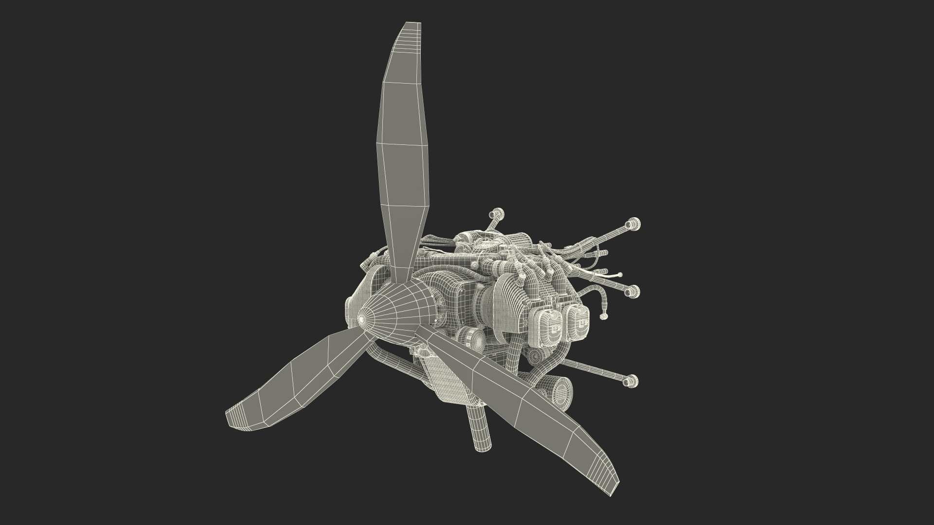 3D Model Aircraft Engine With Propeller - TurboSquid 2270547