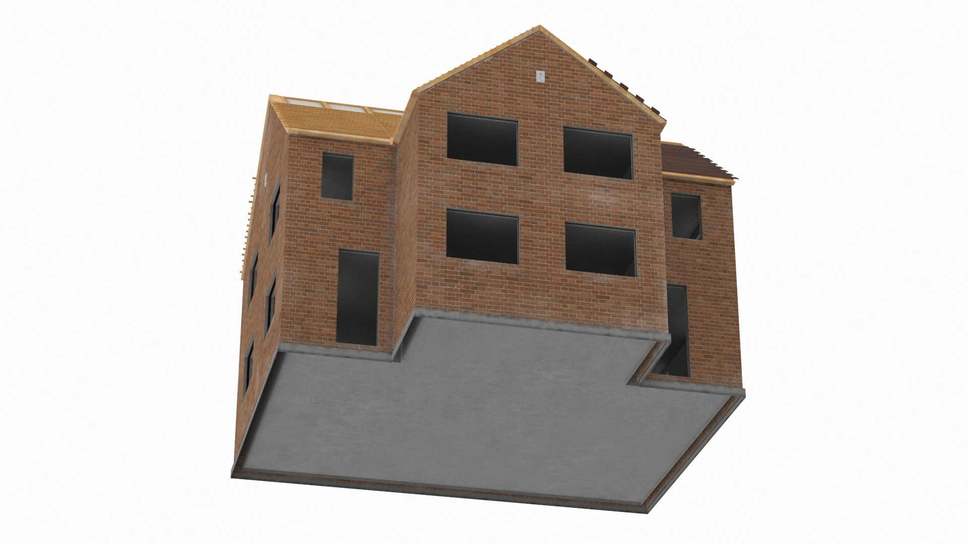 Unfinished Two Story Brick House Construction Model - TurboSquid 2265139