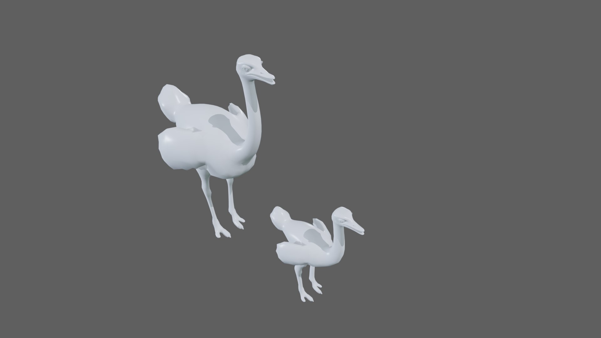 3D Adult Ostrich And Ostrich Chick Rig High-poly Textured - TurboSquid ...