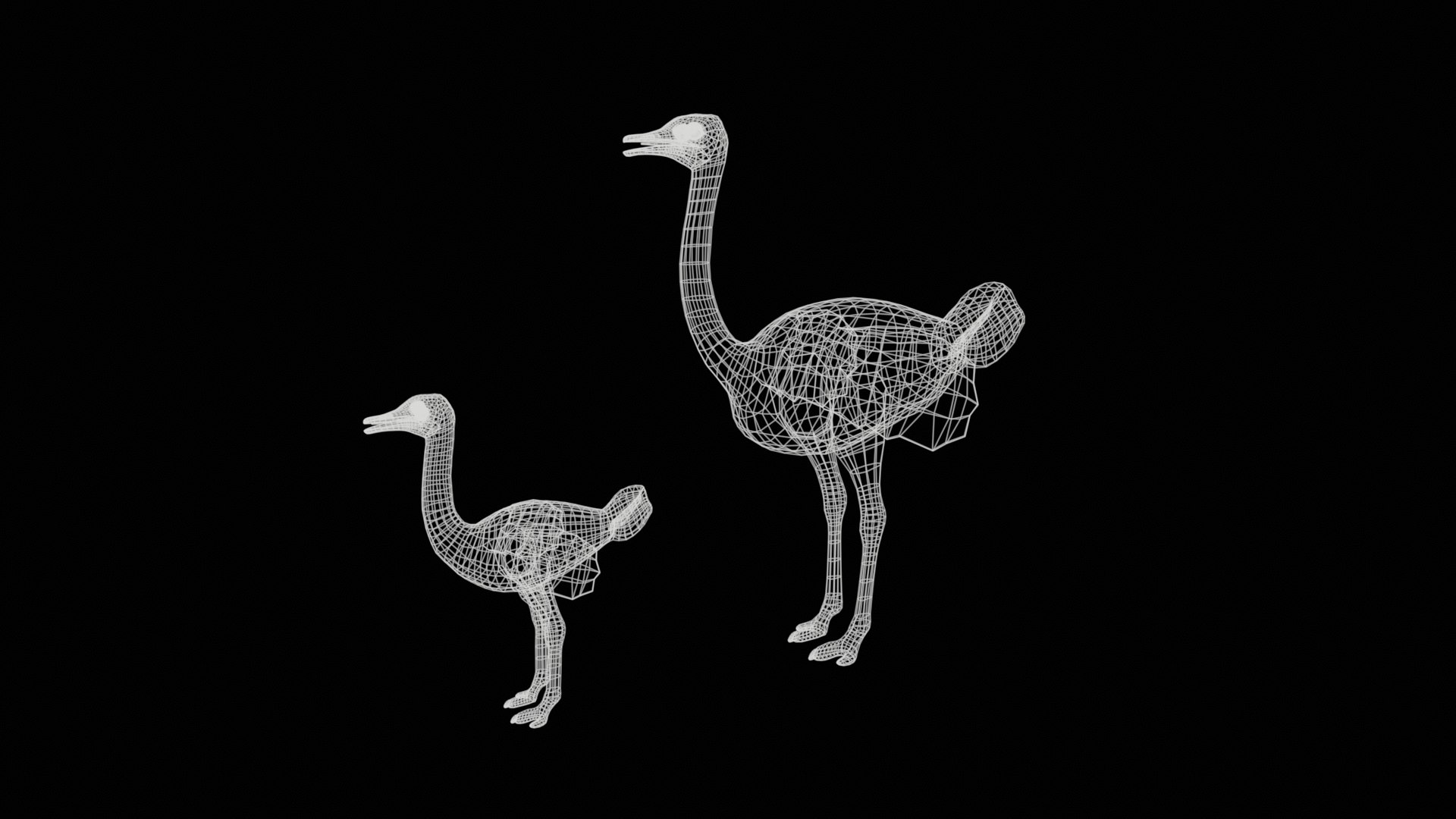 3D Adult Ostrich And Ostrich Chick Rig High-poly Textured - TurboSquid ...