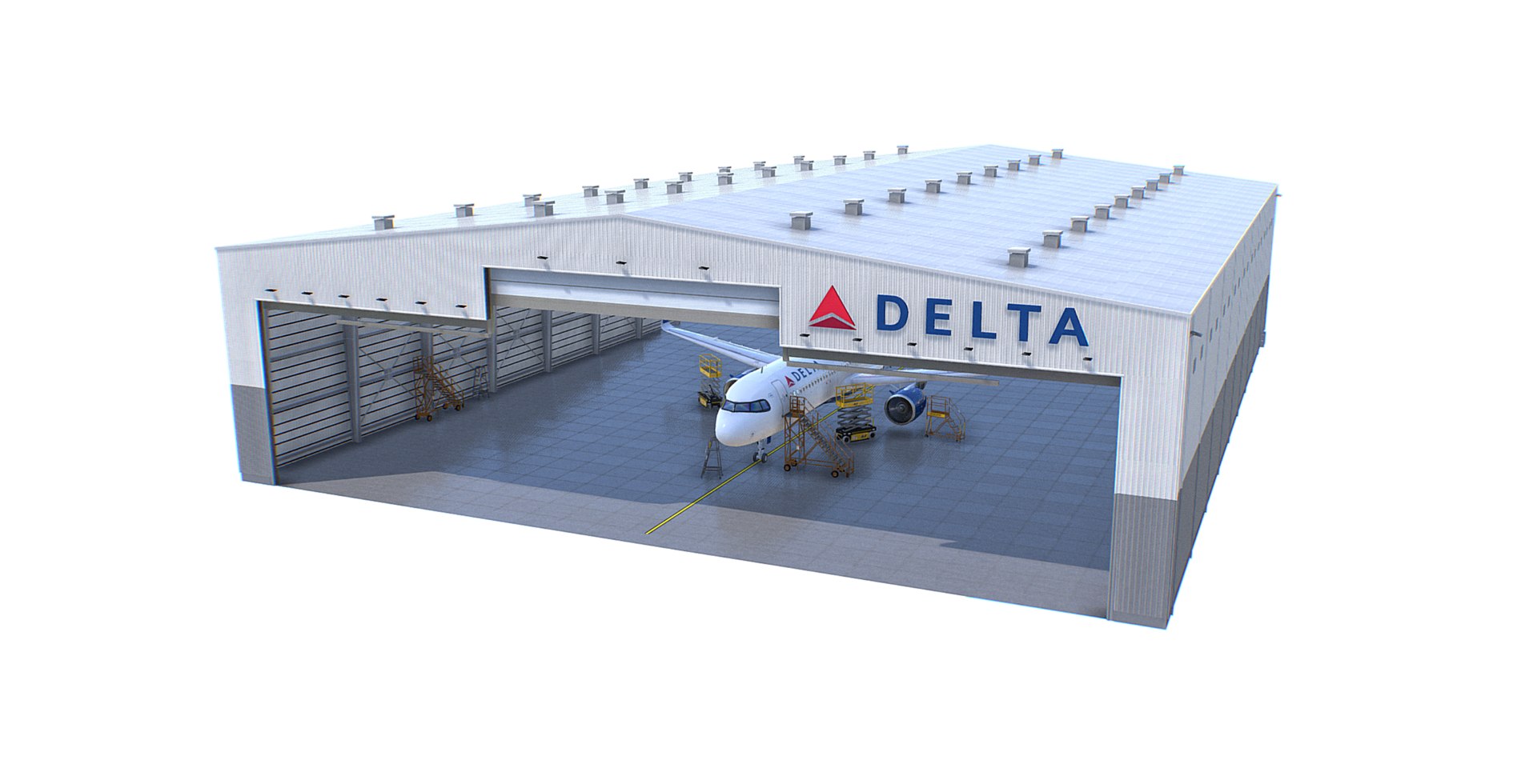 3D Delta Airlines Maintenance Hangar With A321Neo Model - TurboSquid ...
