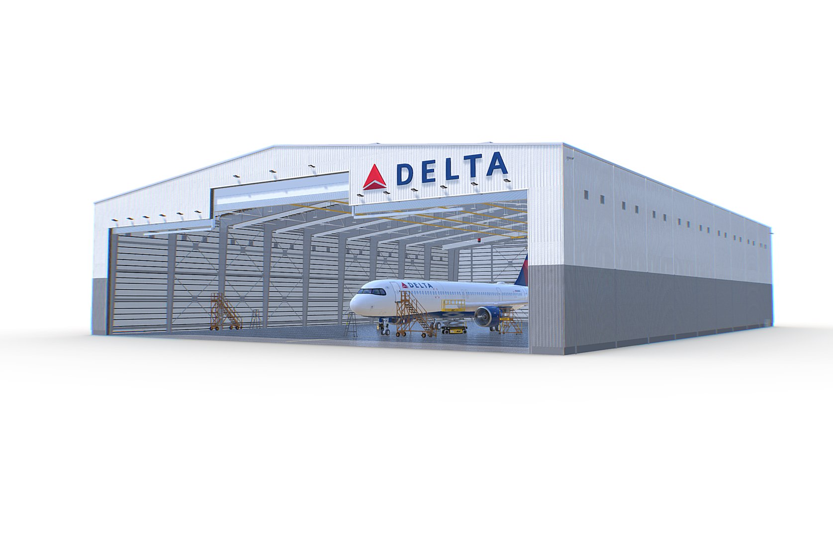 3D Delta Airlines Maintenance Hangar with A321Neo model - TurboSquid ...