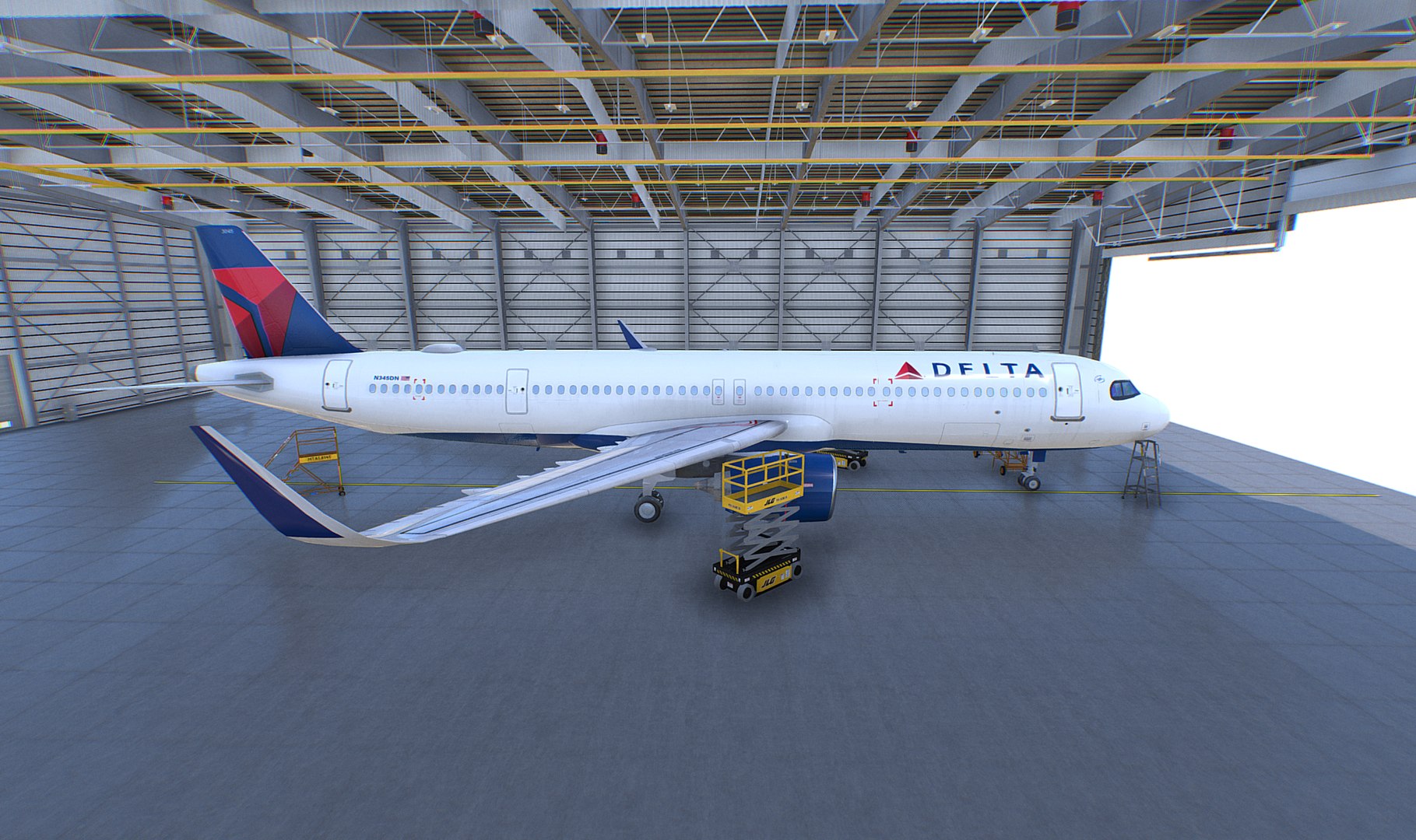 3D Delta Airlines Maintenance Hangar With A321Neo Model - TurboSquid ...