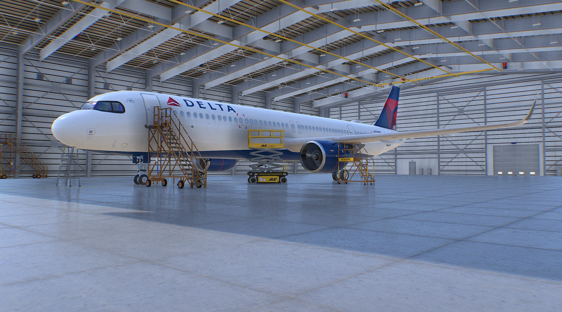 3D Delta Airlines Maintenance Hangar With A321Neo Model - TurboSquid ...