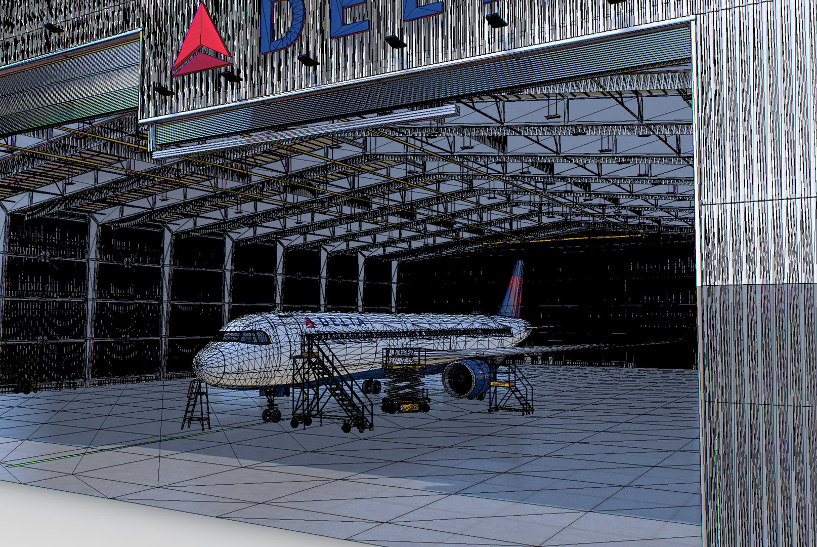3D Delta Airlines Maintenance Hangar with A321Neo model - TurboSquid ...