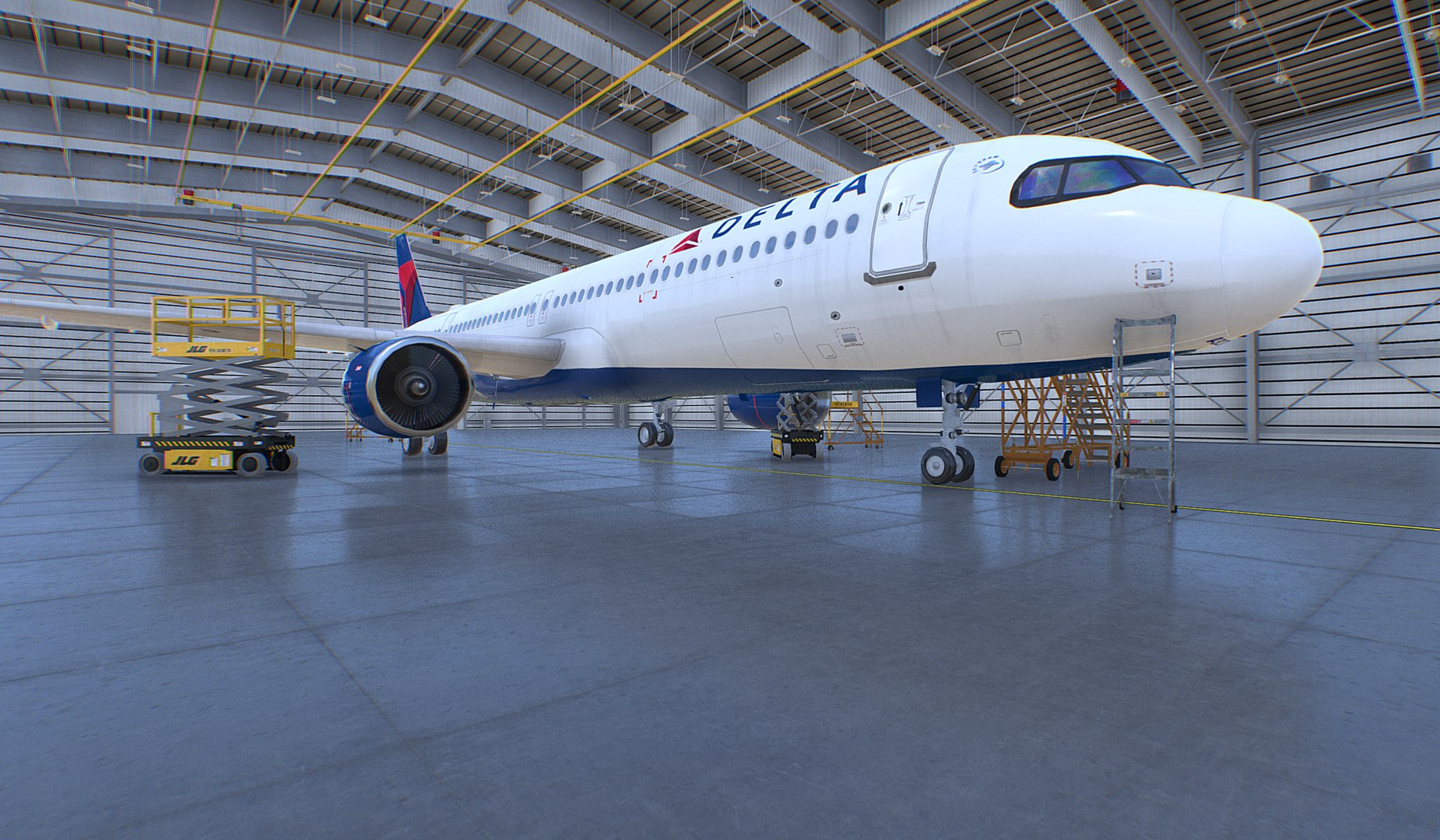 3D Delta Airlines Maintenance Hangar With A321Neo Model - TurboSquid 2114663