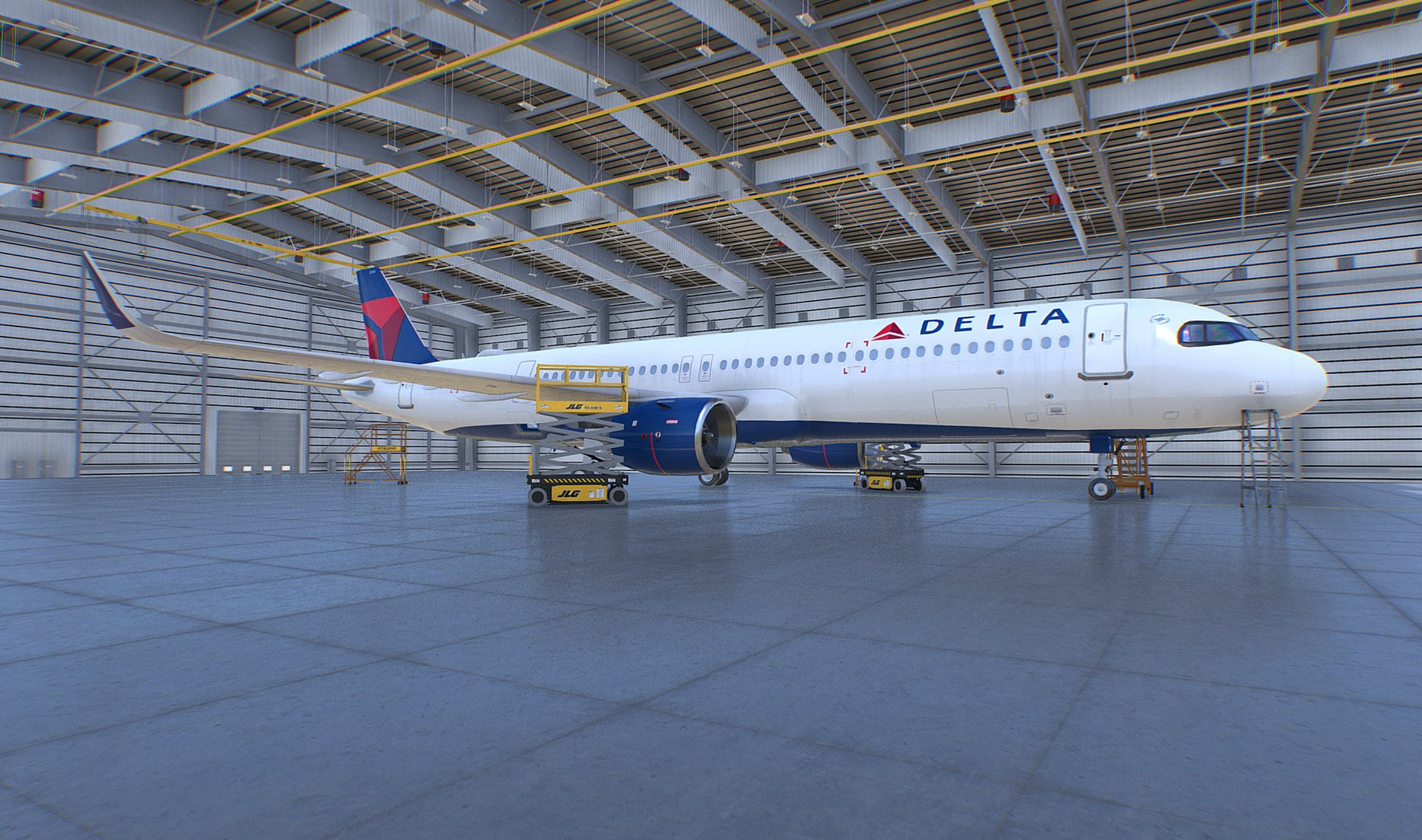3D Delta Airlines Maintenance Hangar With A321Neo Model - TurboSquid ...