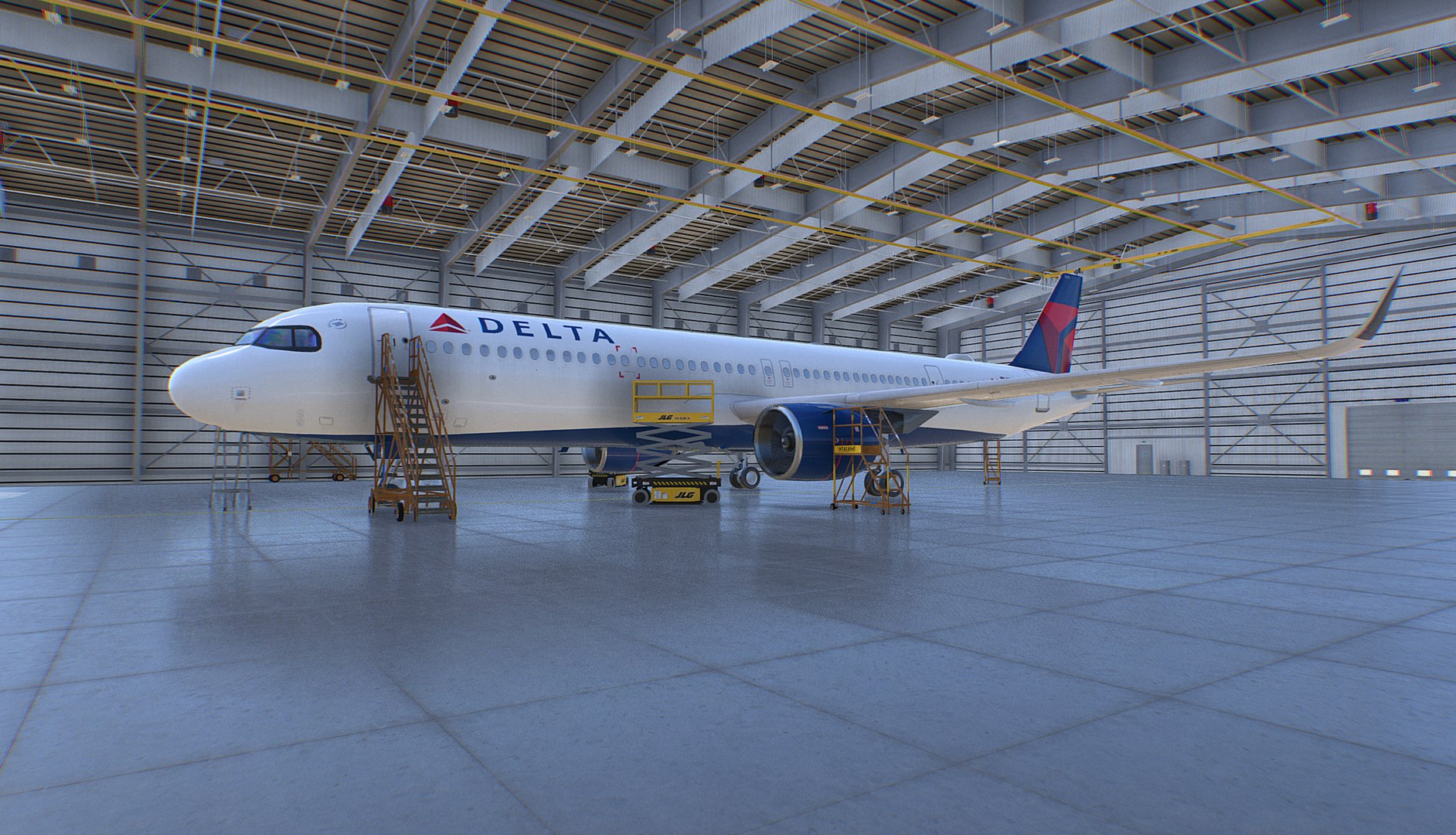 3D Delta Airlines Maintenance Hangar With A321Neo Model - TurboSquid ...