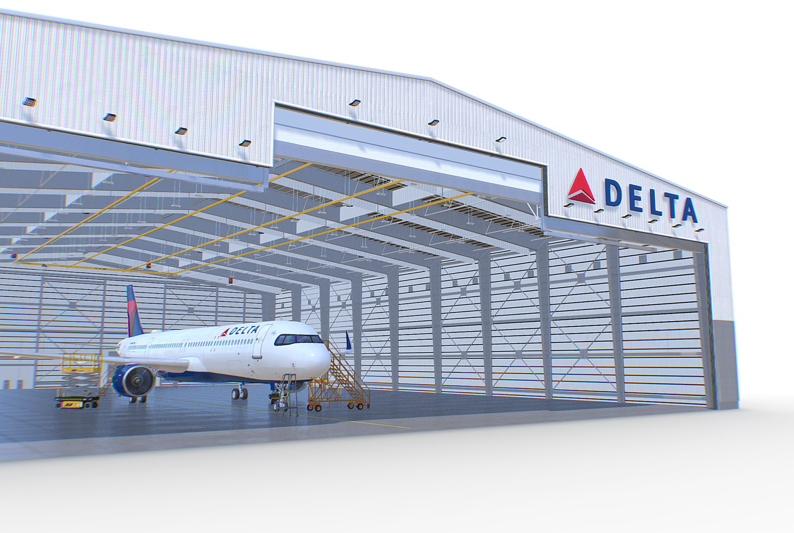 3D Delta Airlines Maintenance Hangar with A321Neo model - TurboSquid ...