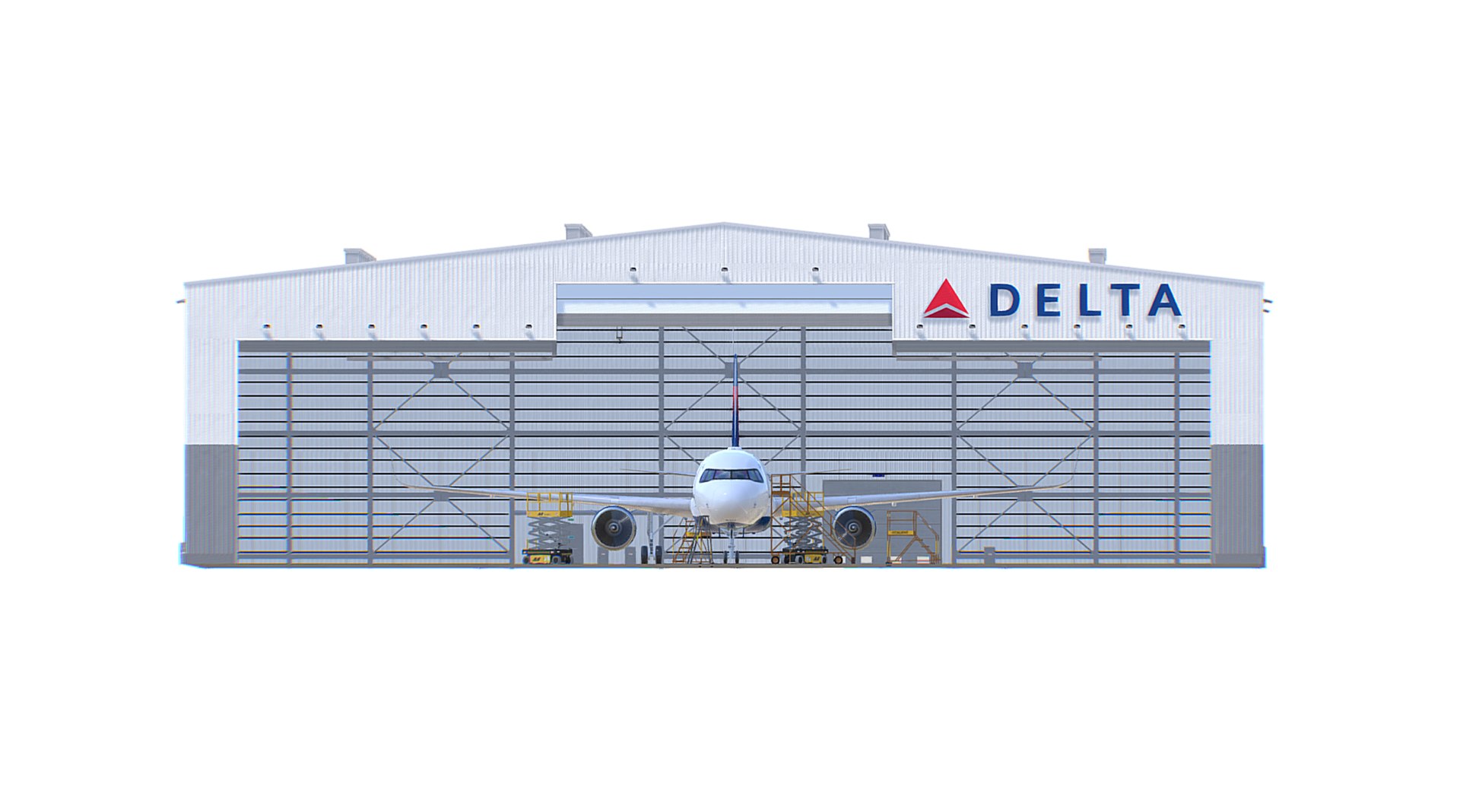 3D Delta Airlines Maintenance Hangar with A321Neo model - TurboSquid ...