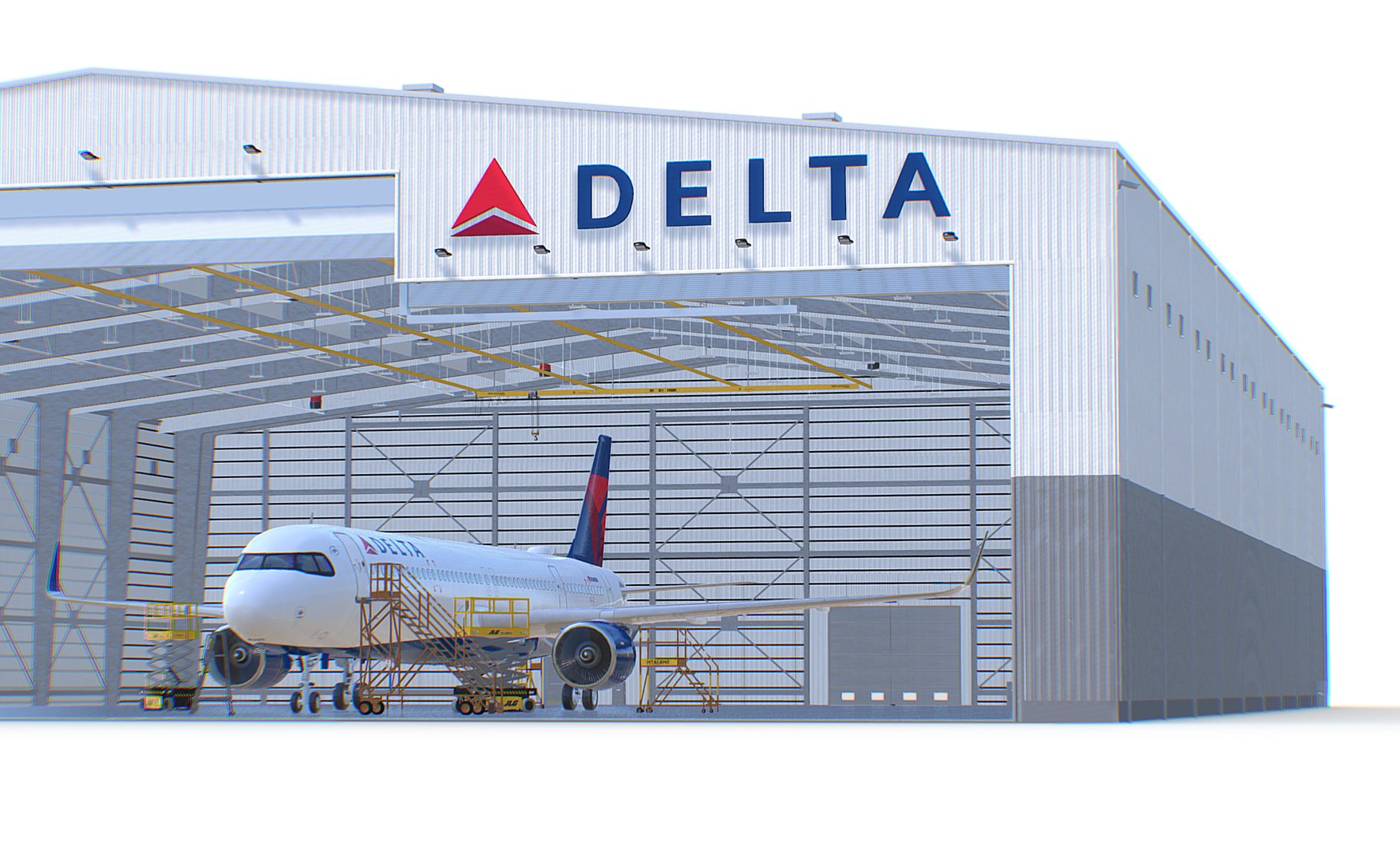 3D Delta Airlines Maintenance Hangar with A321Neo model - TurboSquid ...