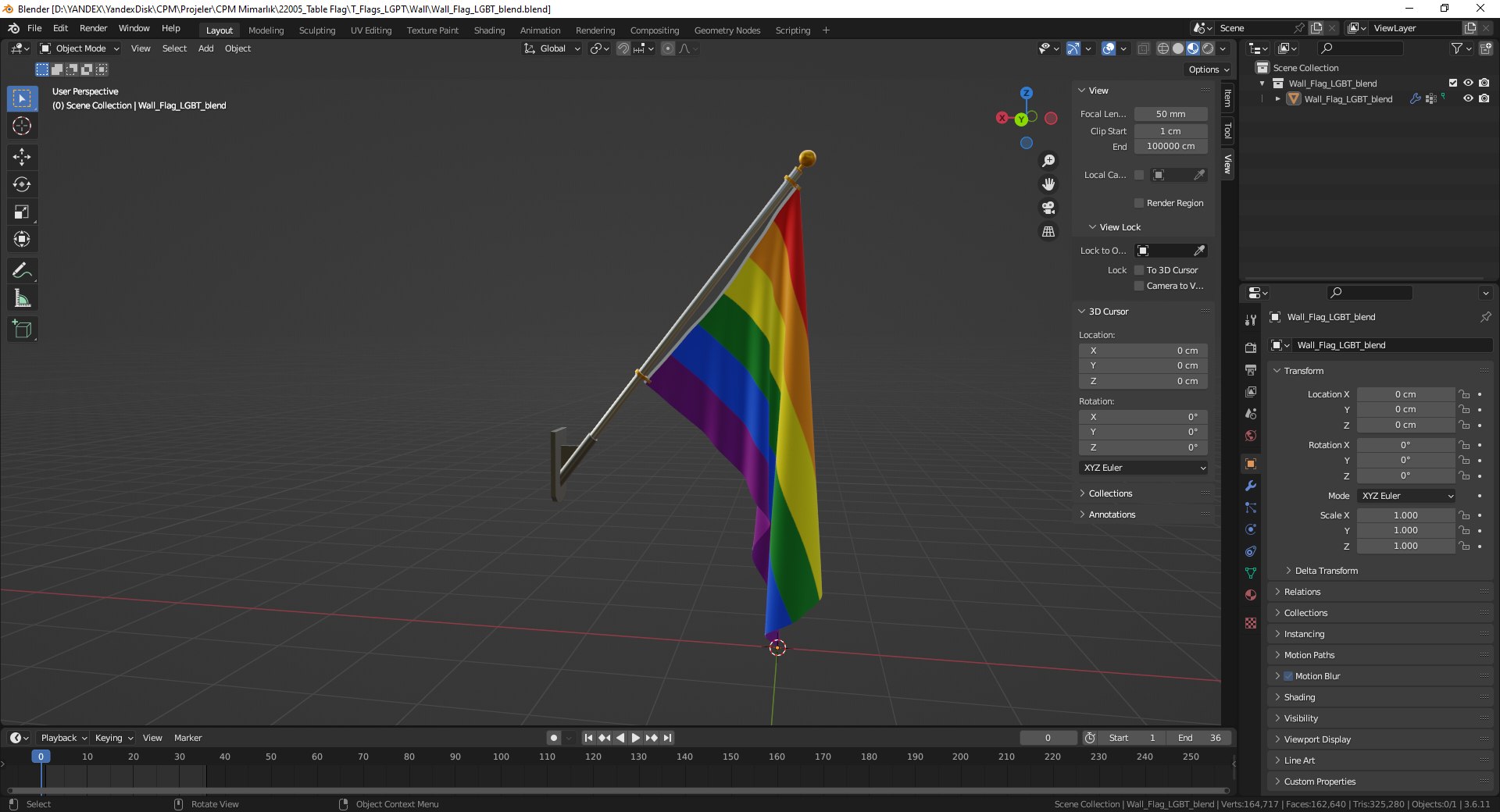 3D Model Wall Flag LGBT - Pride - TurboSquid 2221183