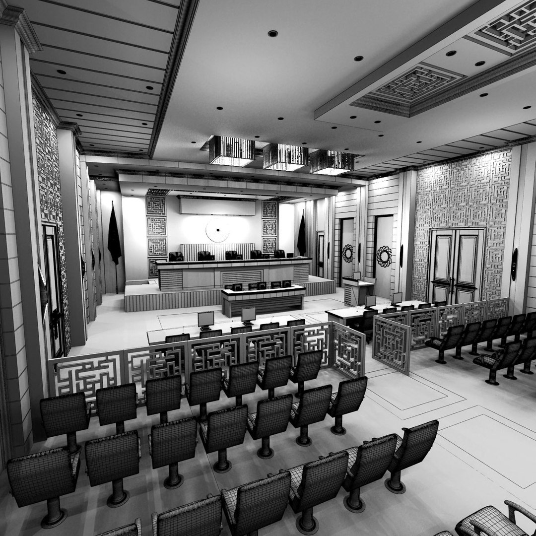 3d Courtroom Scene Interior
