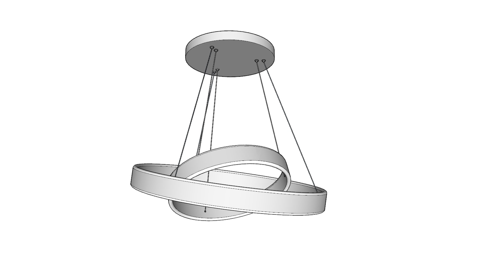 Suspension Lamp - Modern Double Rings Chandelier With LED 3D Model ...