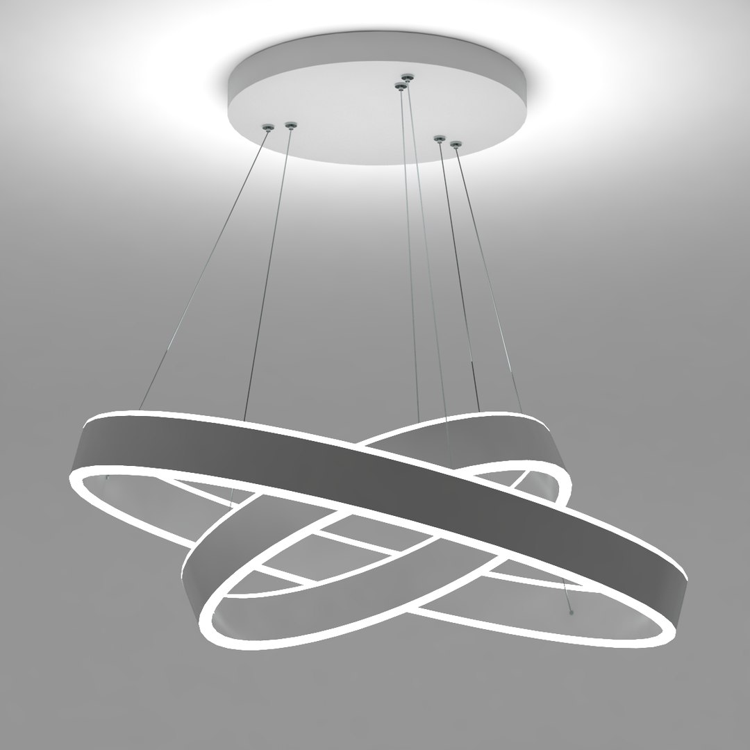 Suspension Lamp - Modern Double Rings Chandelier With LED 3D Model ...
