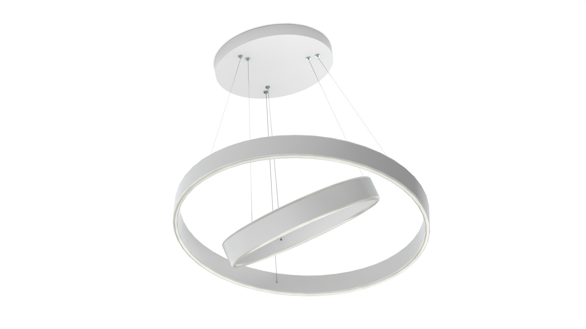 Suspension Lamp - Modern Double Rings Chandelier With LED 3D Model ...