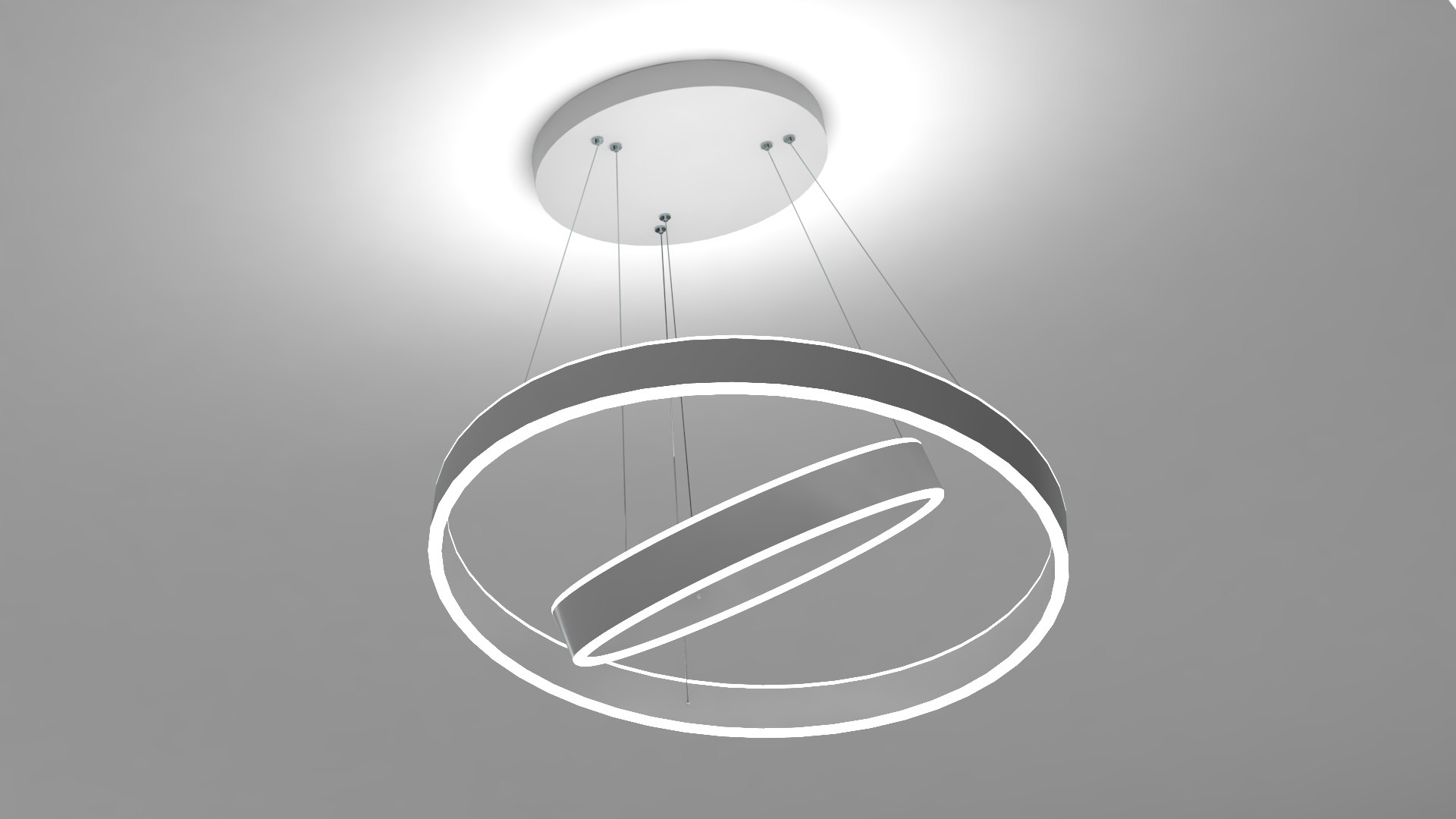 Suspension Lamp - Modern Double Rings Chandelier With LED 3D Model ...