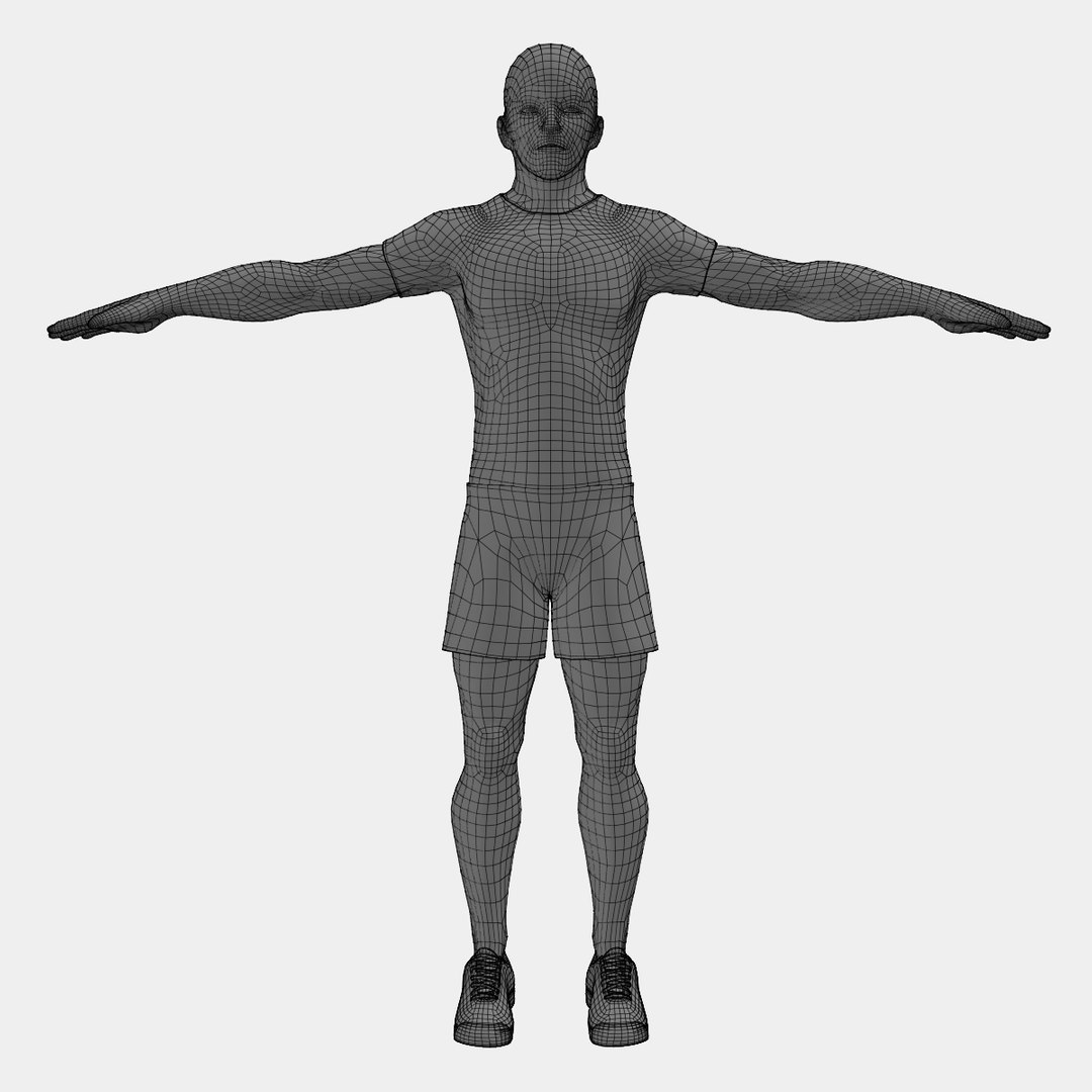 3d model athletic rigged male