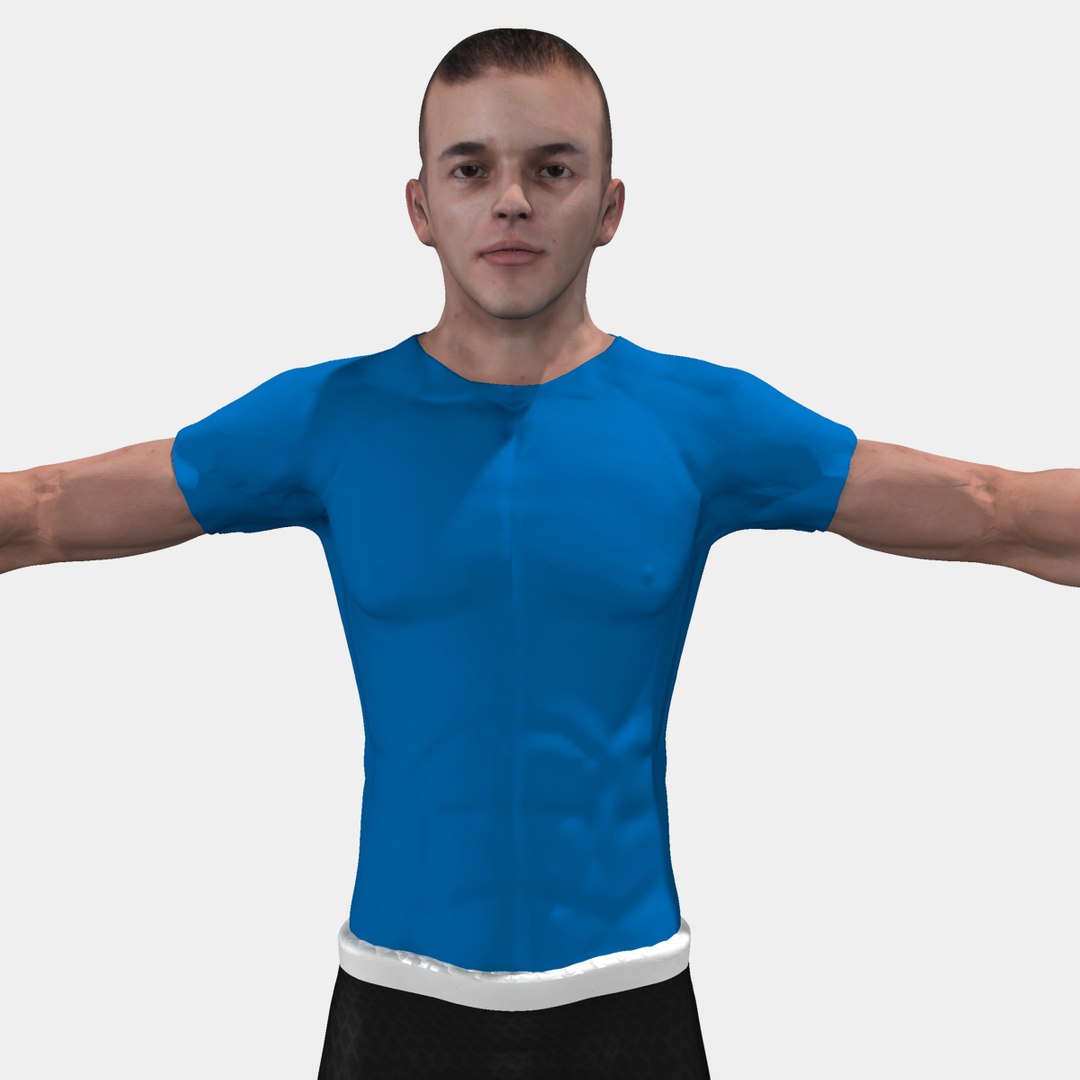3d model athletic rigged male