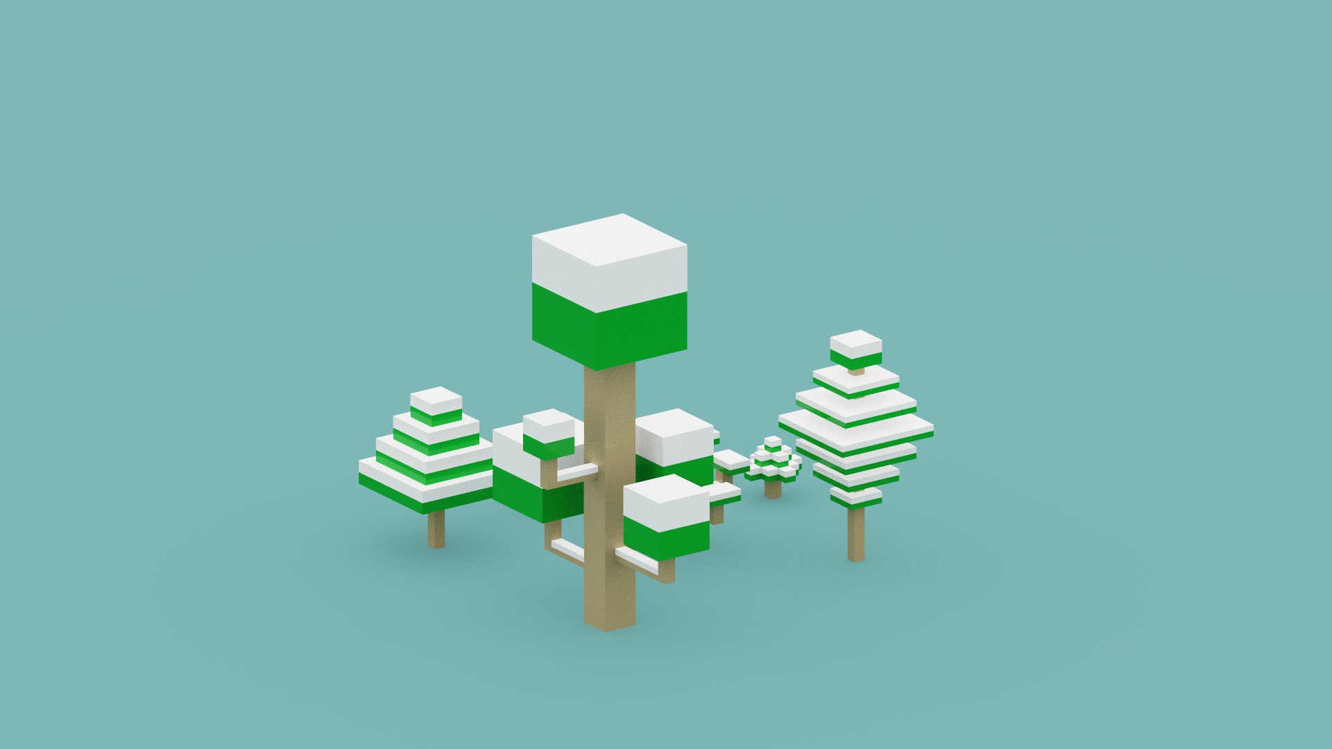 3D Isometric 3d Snow Tree Set - TurboSquid 1987673