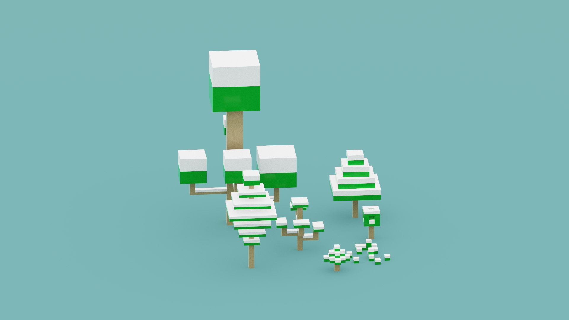 3D Isometric 3d Snow Tree Set - TurboSquid 1987673