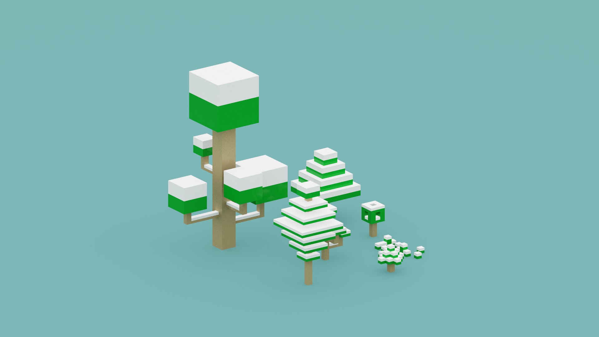 3D Isometric 3d Snow Tree Set - TurboSquid 1987673