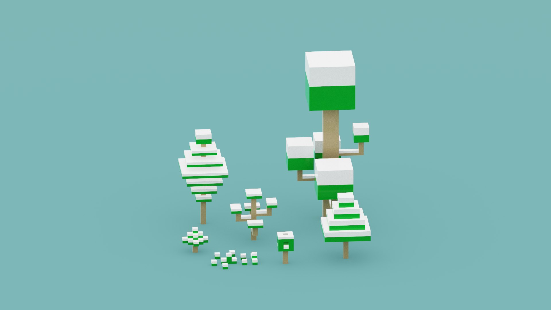 3D Isometric 3d Snow Tree Set - TurboSquid 1987673