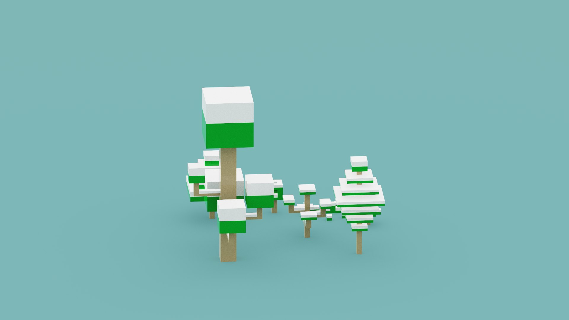 3D Isometric 3d Snow Tree Set - TurboSquid 1987673