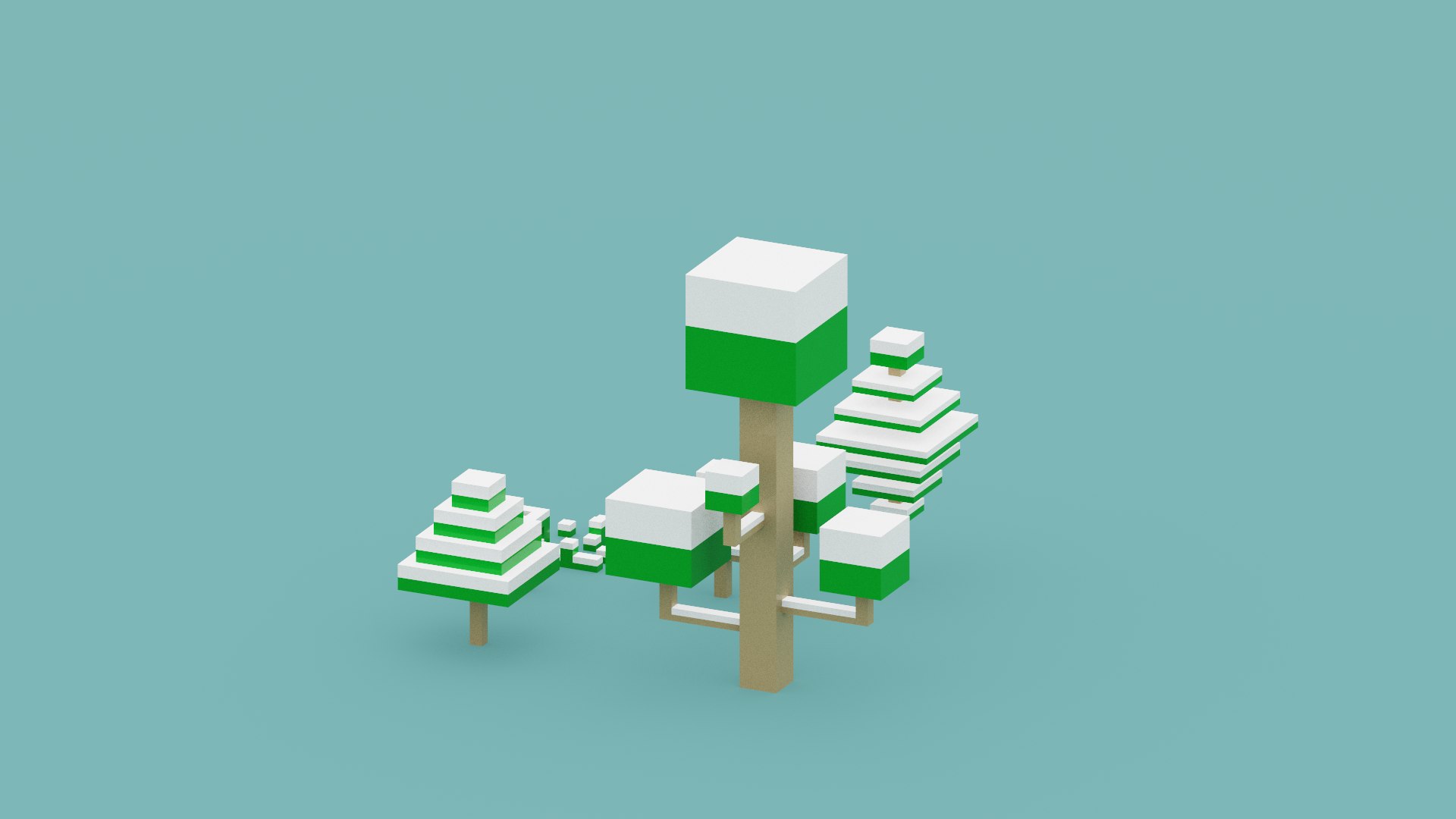 3D Isometric 3d Snow Tree Set - TurboSquid 1987673