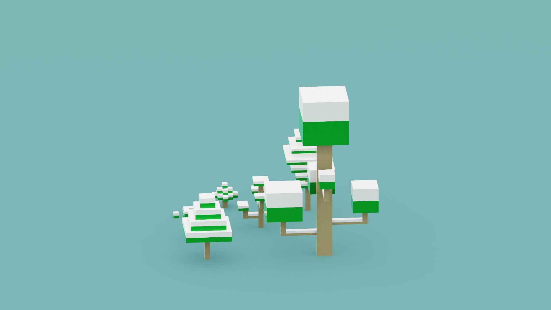 3D Isometric 3d Snow Tree Set - TurboSquid 1987673