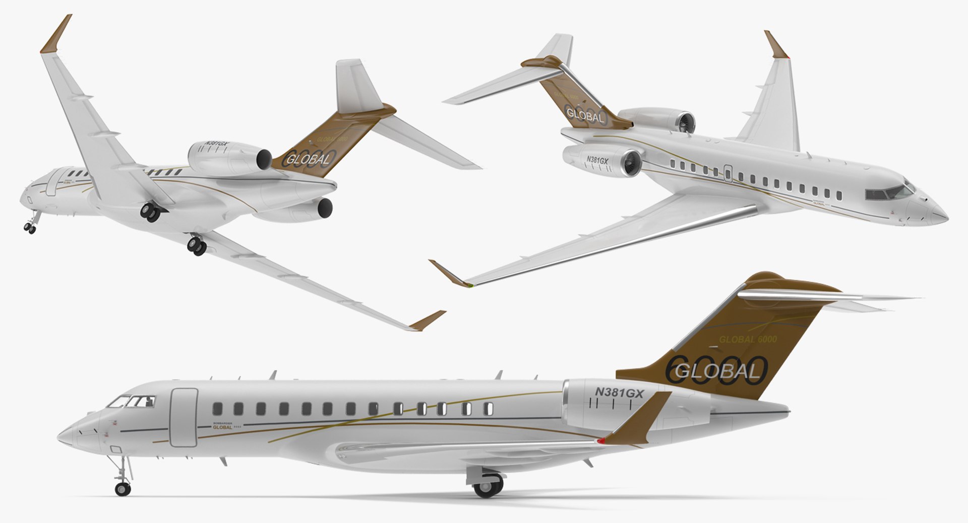 3d bombardier global 6000